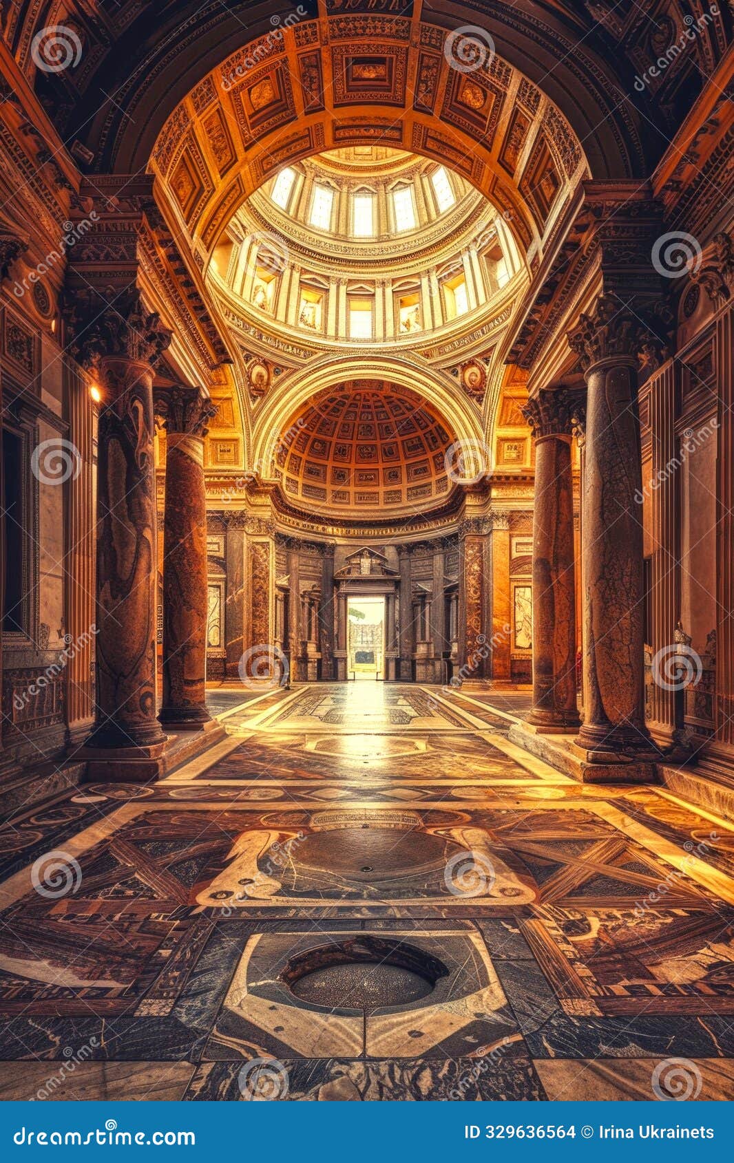 Majestic Interior of a Grand Hall with Ornate Columns and Intricate ...