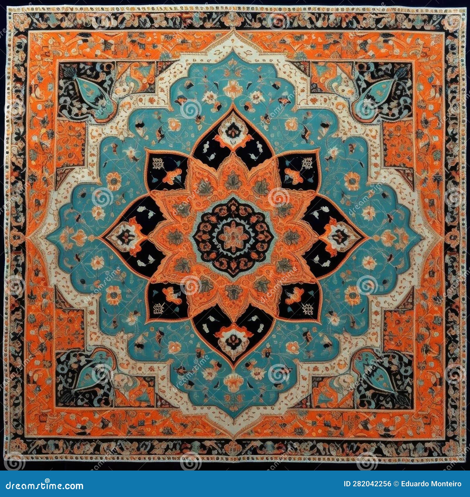 A Stunning Islamic Rug, Featuring Intricate Woven Patterns and Rich ...