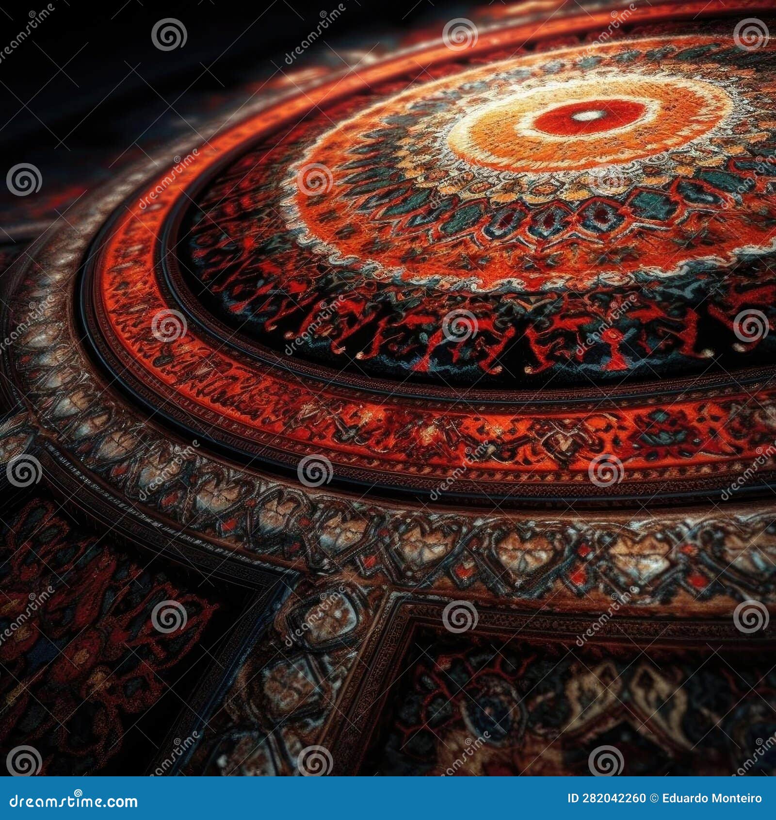 A Stunning Islamic Rug, Featuring Intricate Woven Patterns and Rich ...