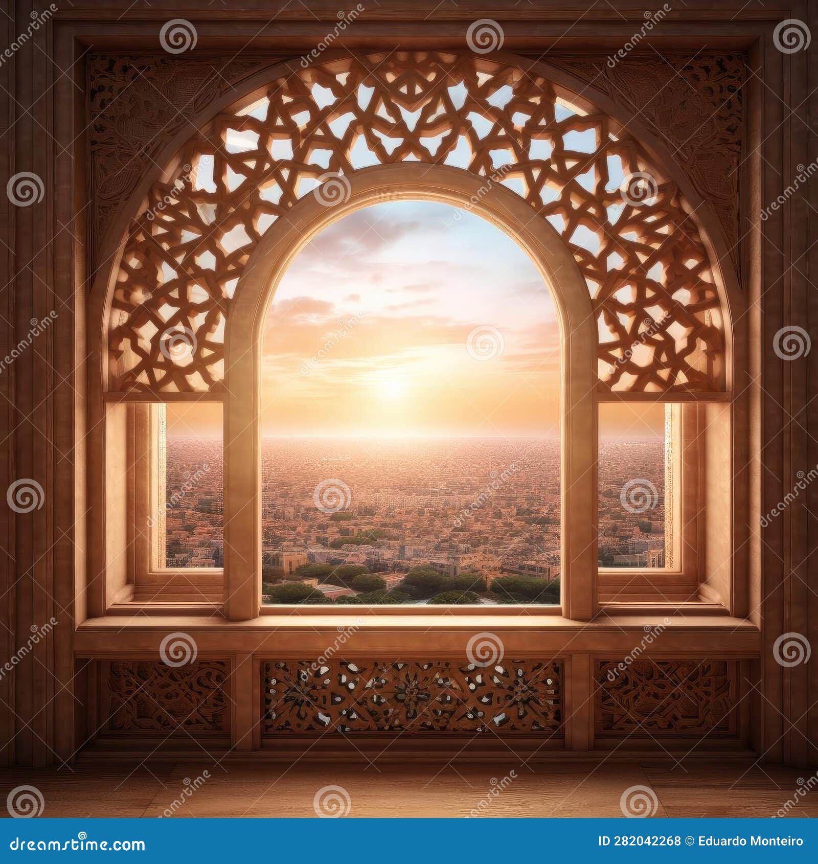 A Stunning Islamic Wooden Window Frame, Featuring Intricate Latticework ...