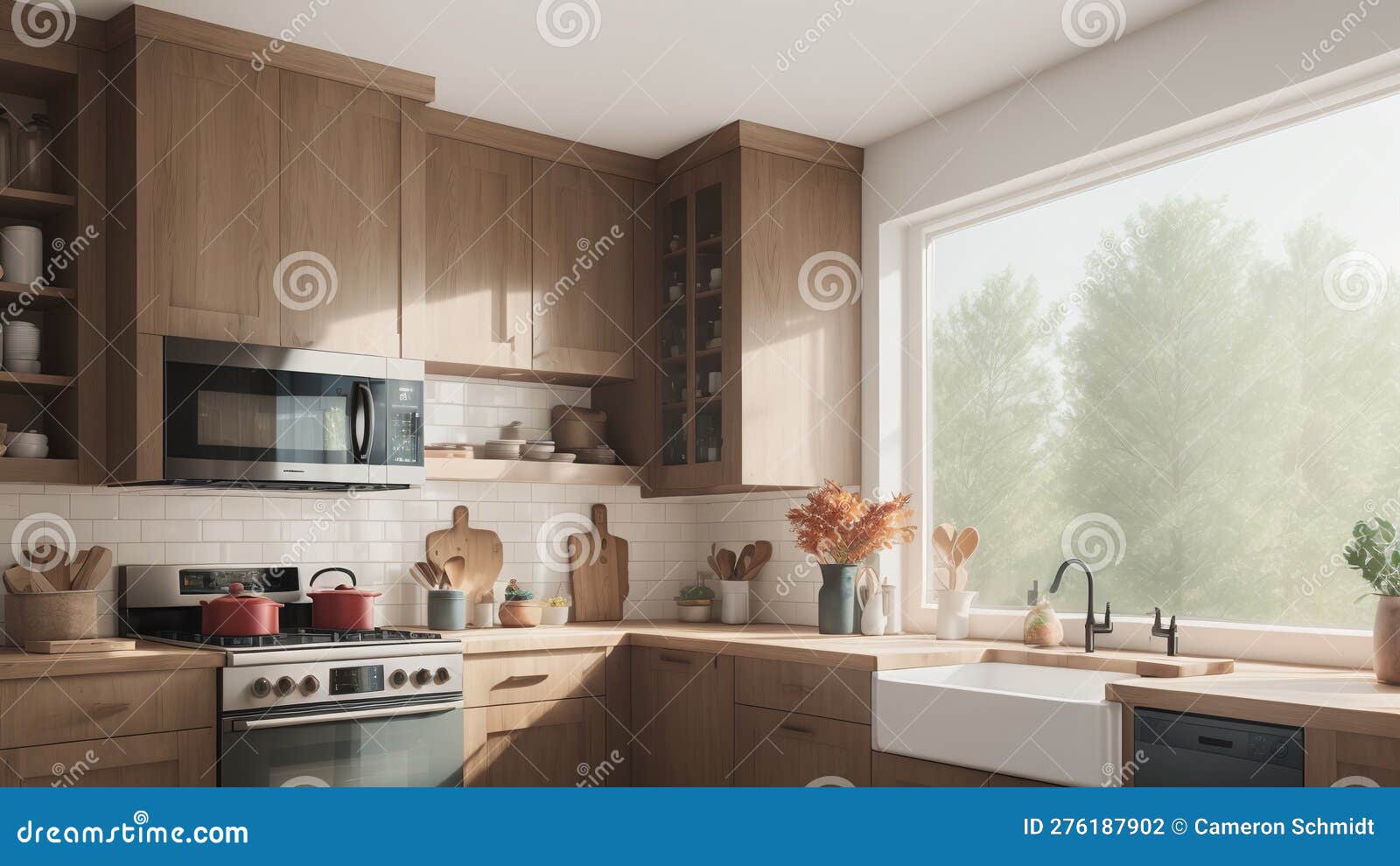 A Stunning Kitchen with a Large Window and a Sink AI Generative Stock ...