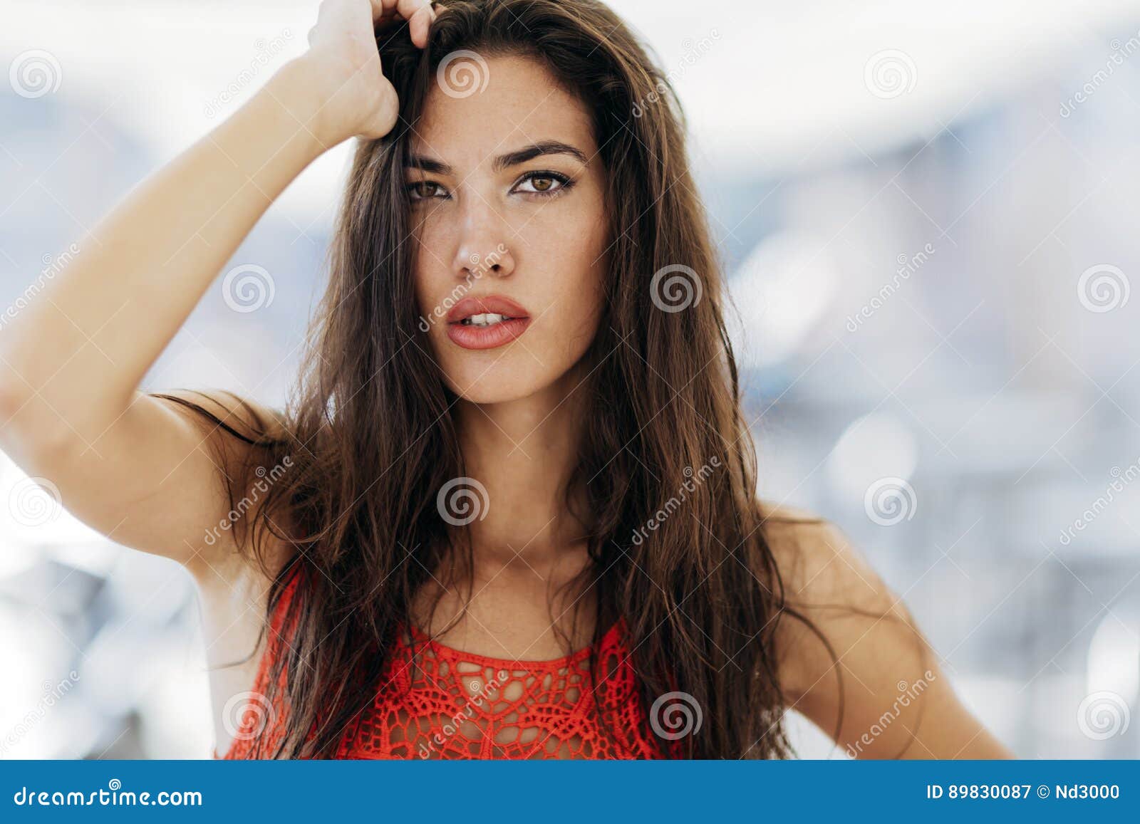 Stunning Lady Posing Outdoor Stock Image Image Of Natural Makeup