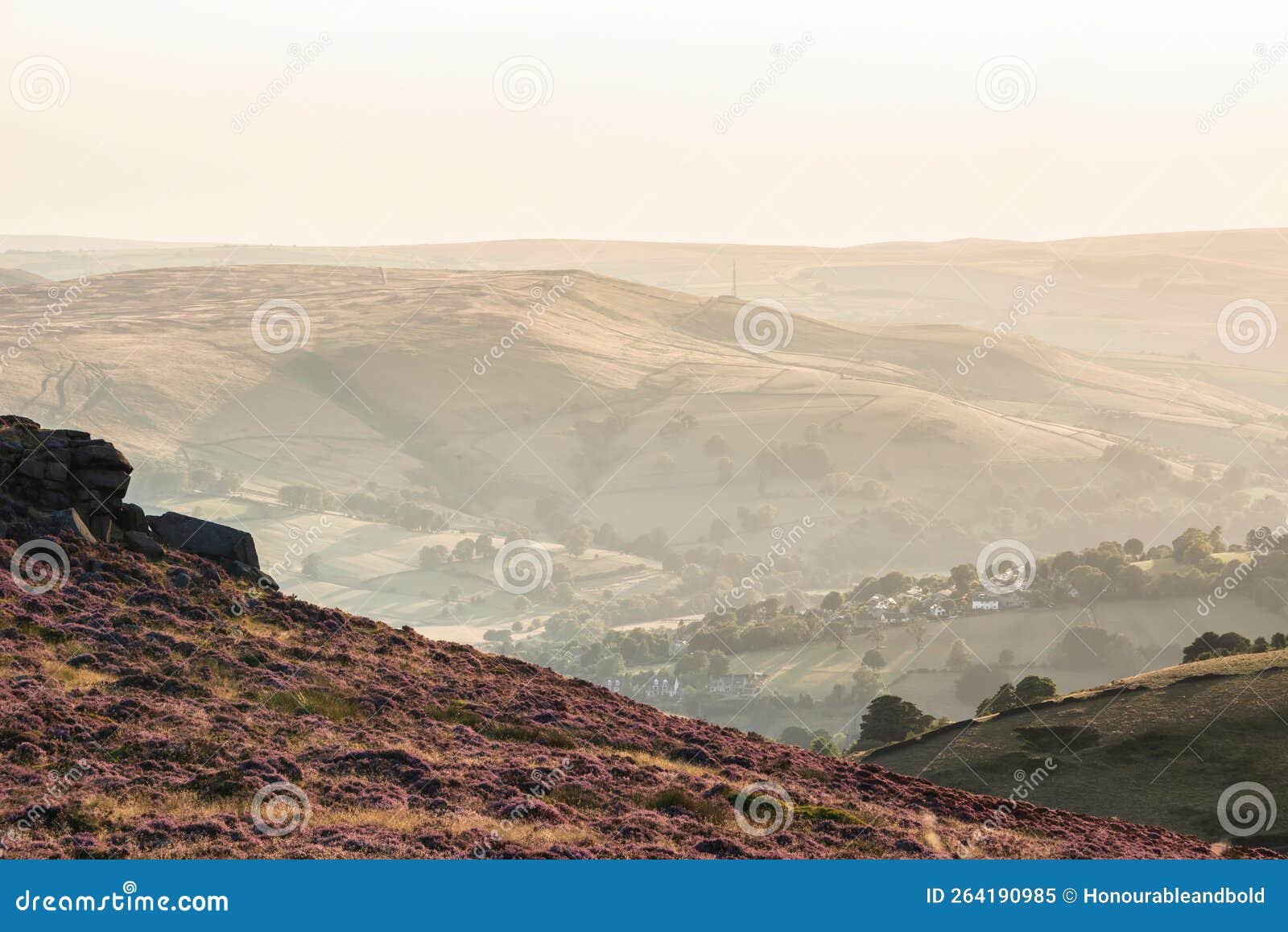 Stunning Late Summer Landscape Image Looking through Heather into ...