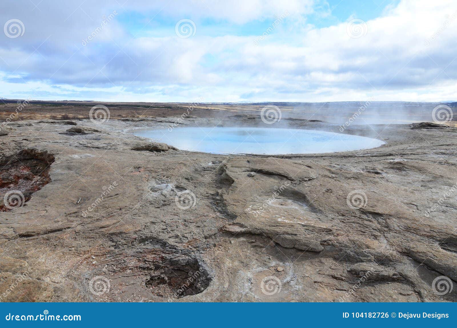 Stunning Light Blue Steaming Geyser in Iceland Stock Photo - Image of ...