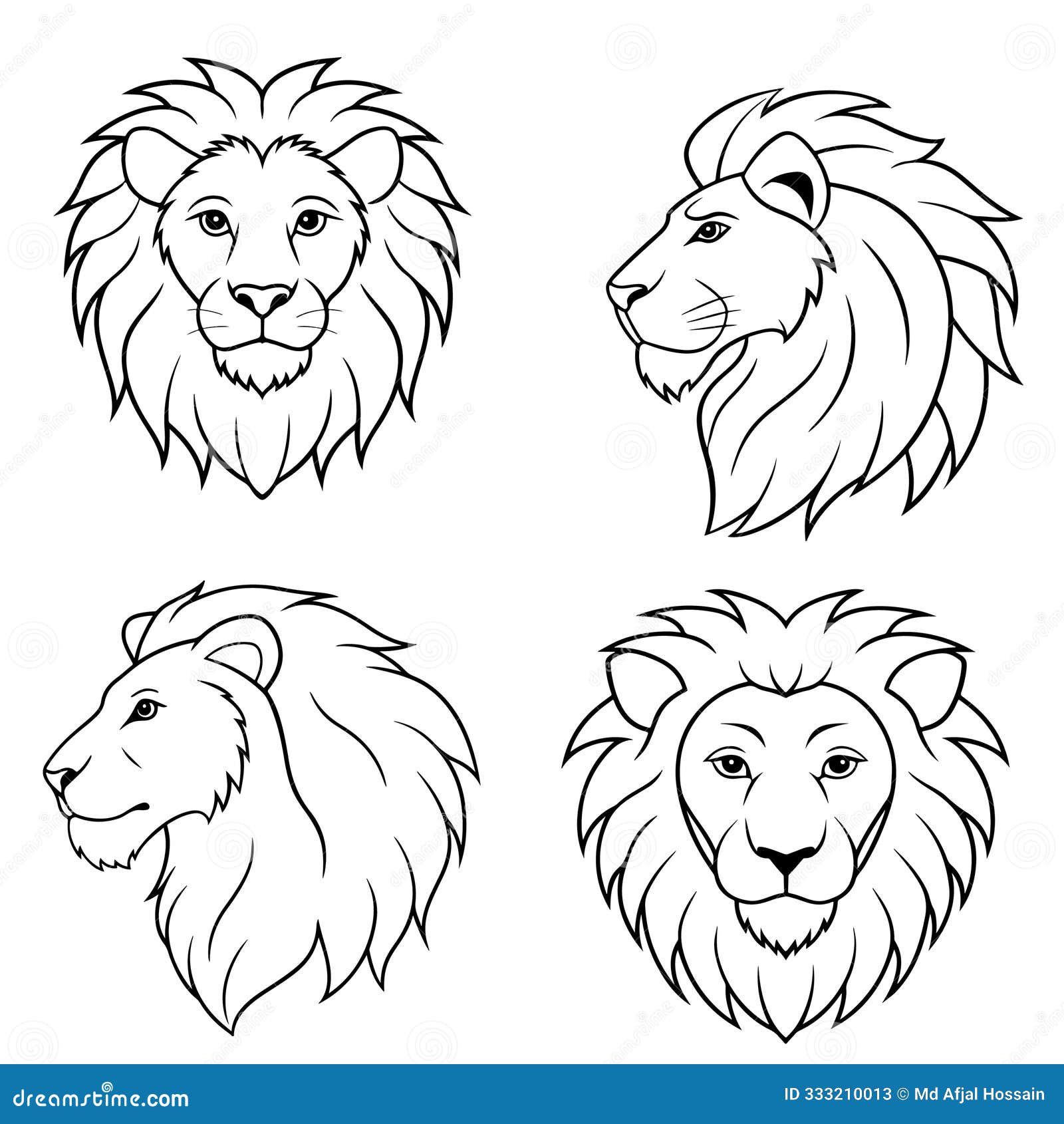 Stunning Lion Face Line Art Vector Stock Illustration - Illustration of ...