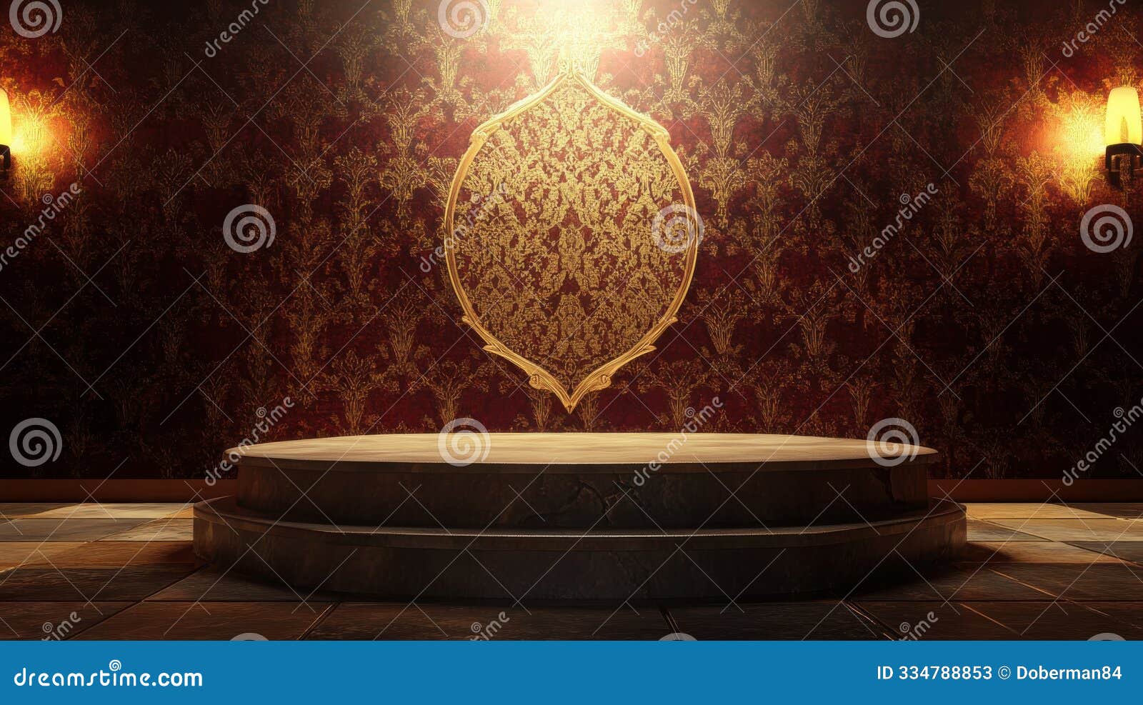 Luxurious Indian Brocade Pattern Featuring Gold Circular Frame and ...