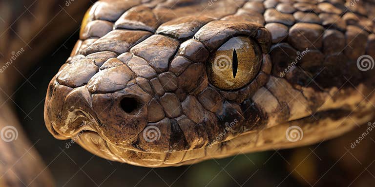 Macro Close-up of an Anaconda Head, Focusing on Textured Scales and ...