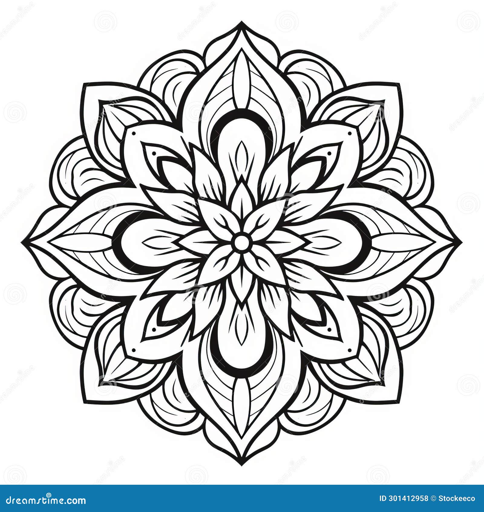 Stunning Mandala Black and White Coloring Pages Stock Illustration ...