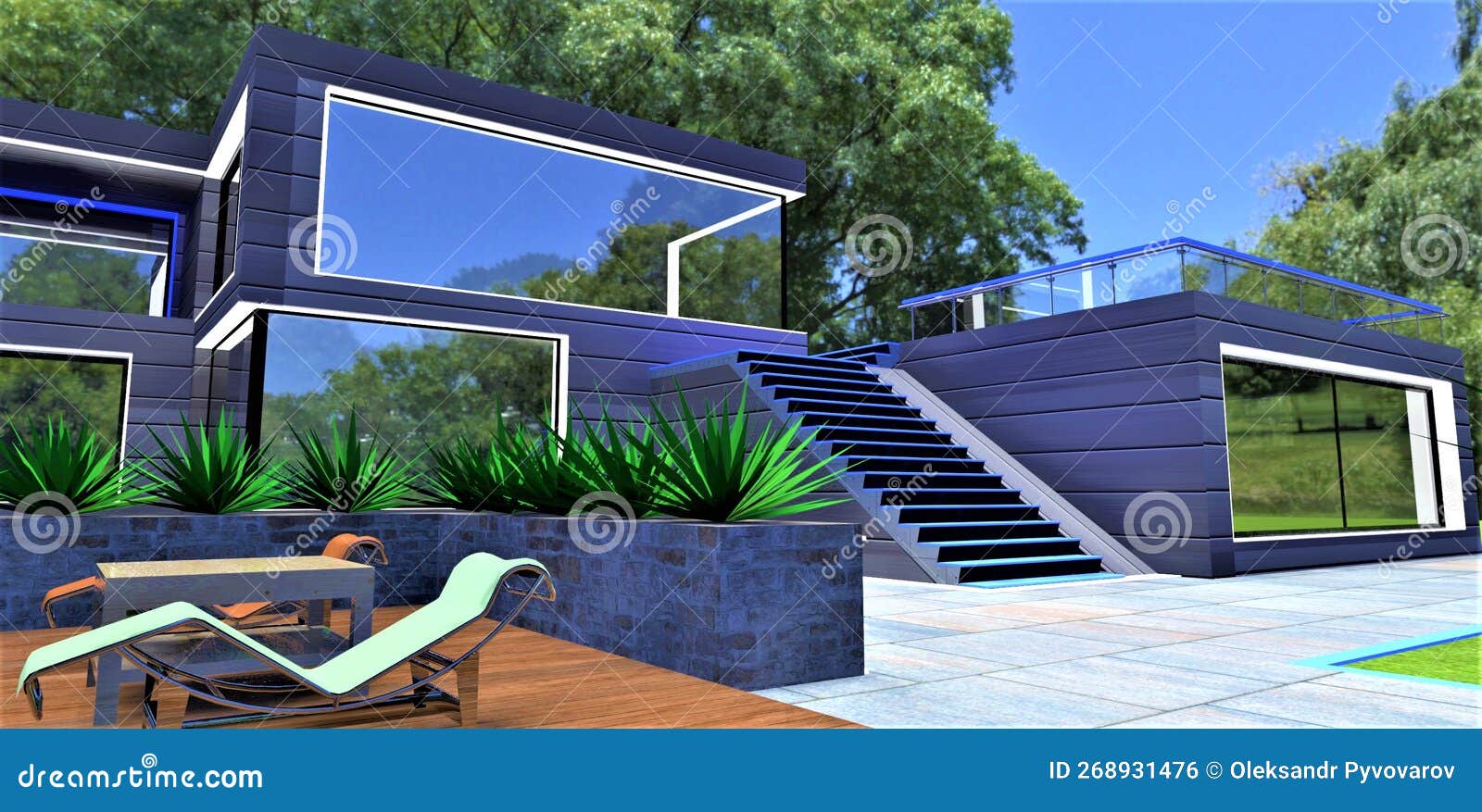 Stunning Middle Class Estate with White Illuminated Window Frames ...