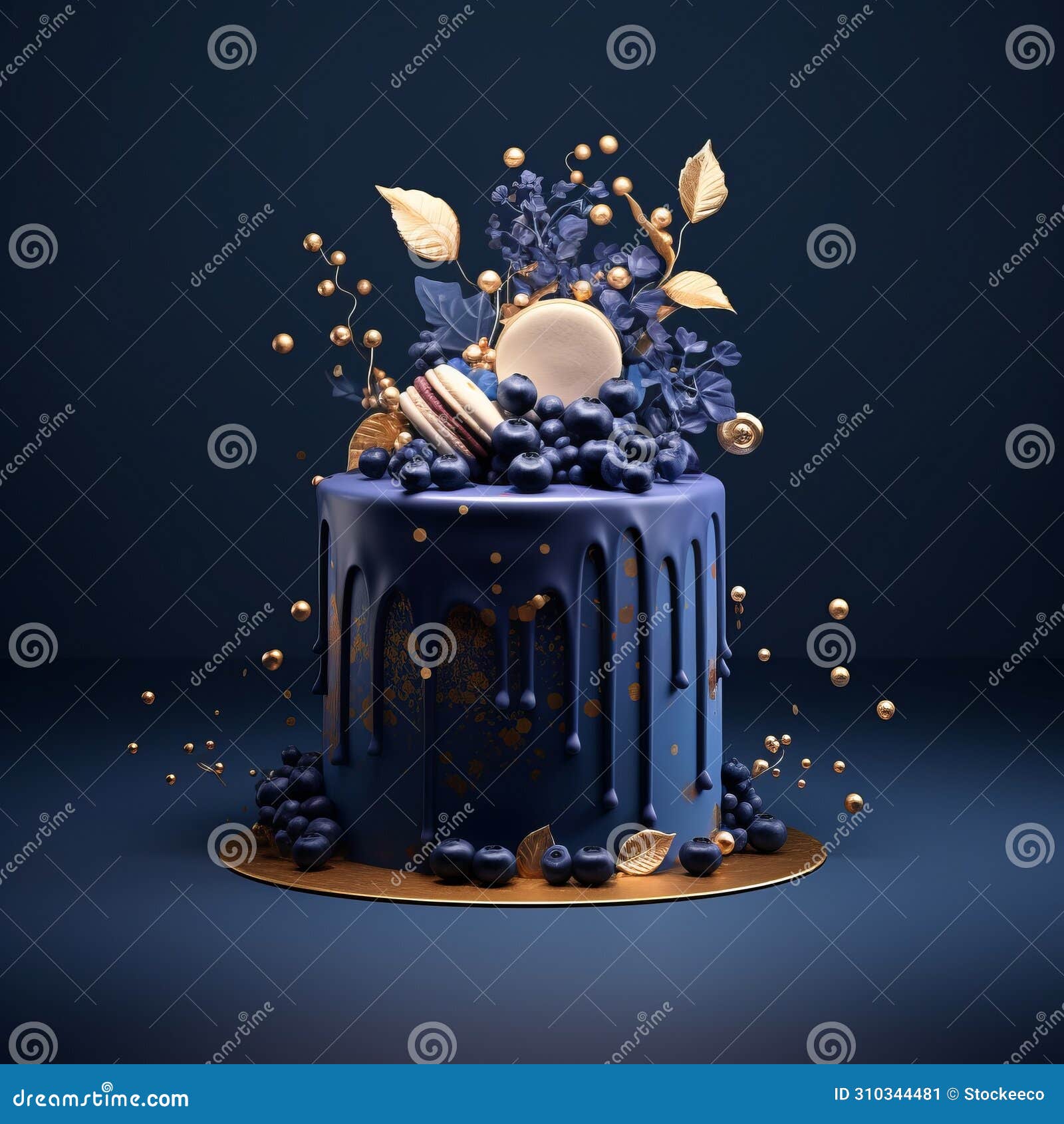 Stunning Midnight Blue Cake with Mesmerizing 3d Render Stock ...
