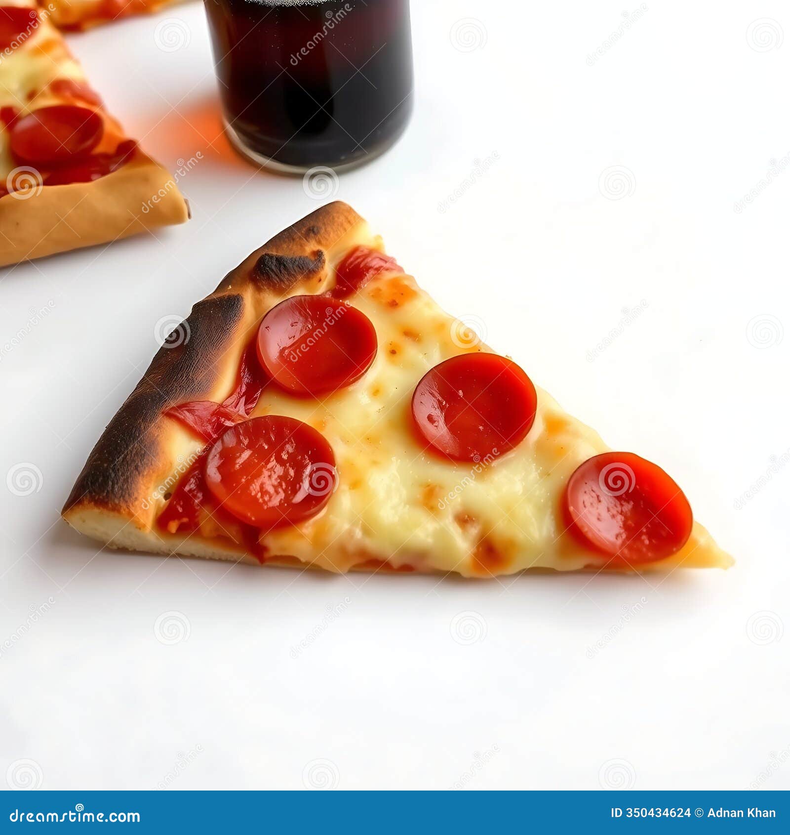 A Slice of Pepperoni Pizza with a Frothy Root Beer Served on a Plain ...