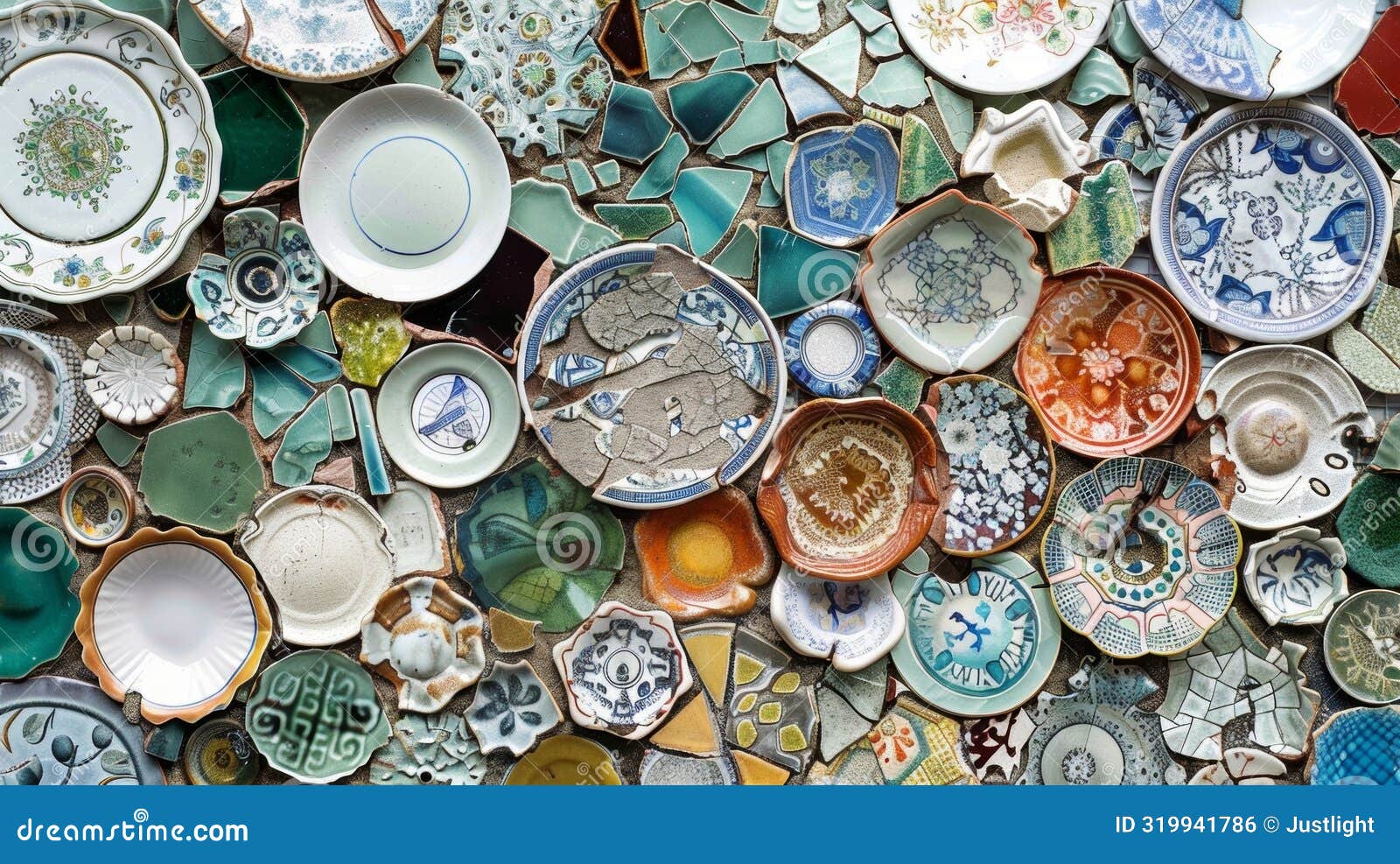 A Stunning Mosaic Made from Broken Ceramic Plates and Tiles Stock Photo ...