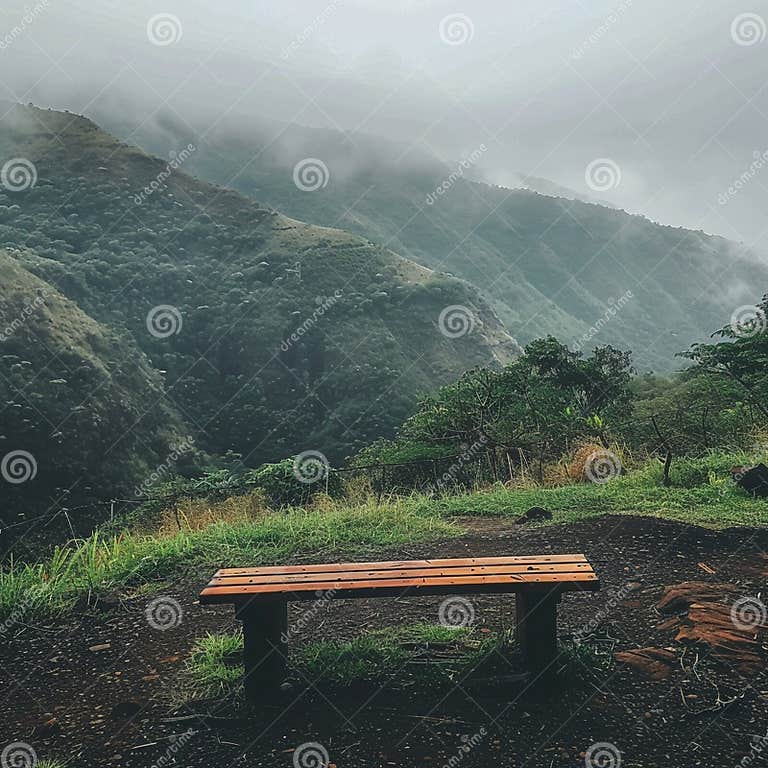 Stunning Mountain View from a Scenic Bench Stock Photo - Image of bench ...