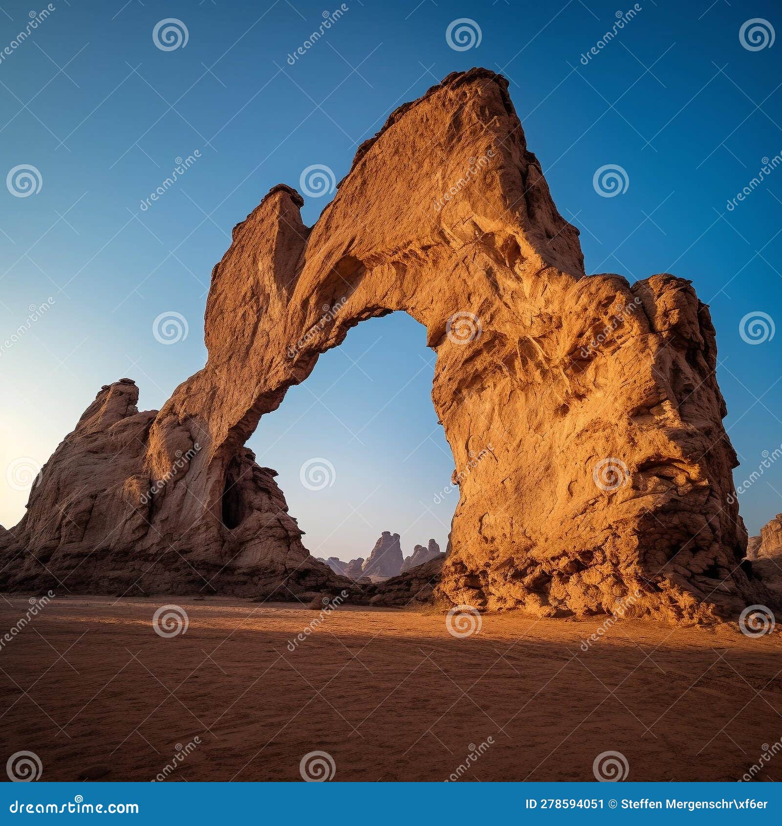 Desert Arch at Sunset stock illustration. Illustration of landscapes ...