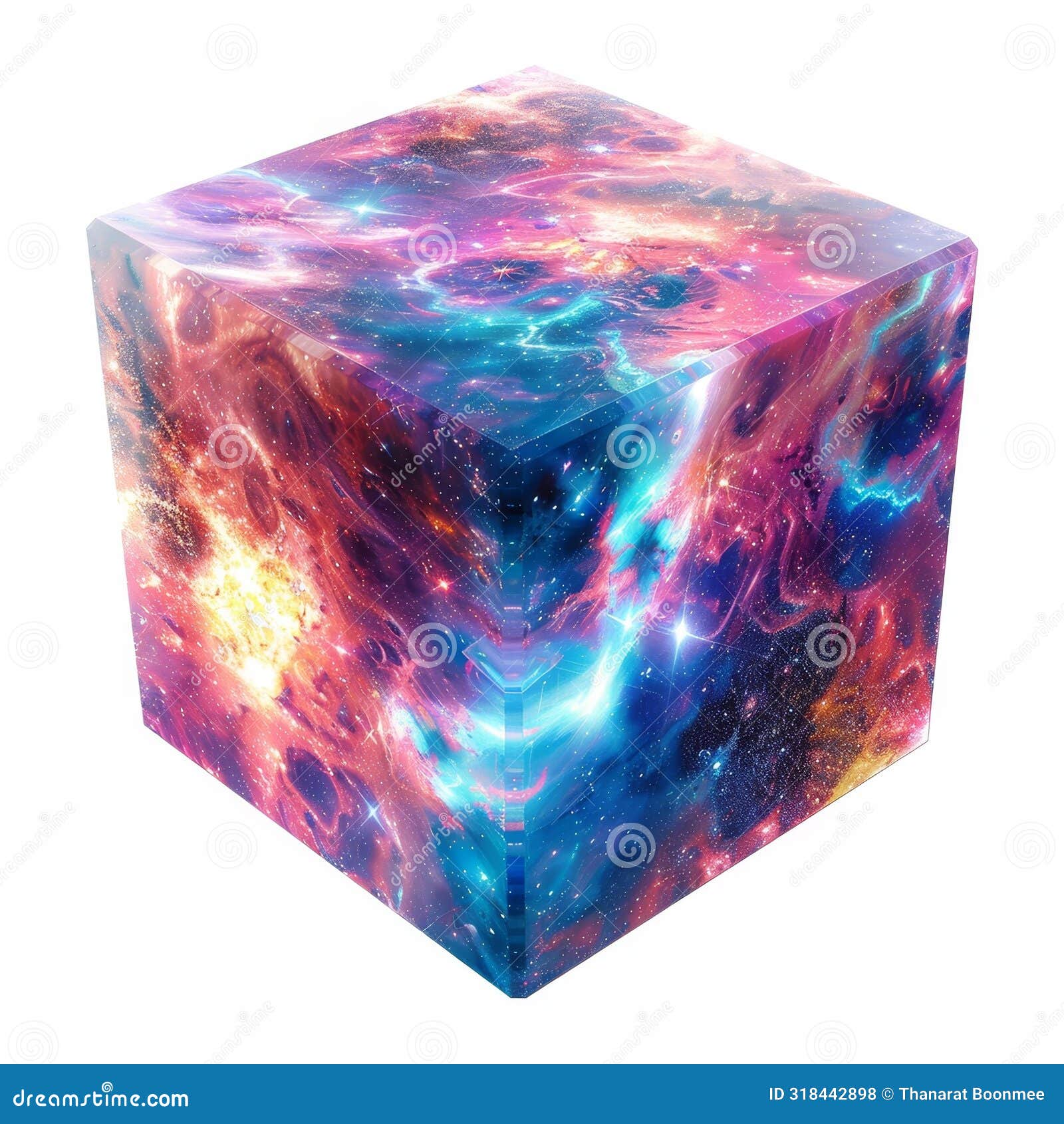 A Stunning Nebula Cube on a Pristine White Backdrop, Ai Generated Stock ...