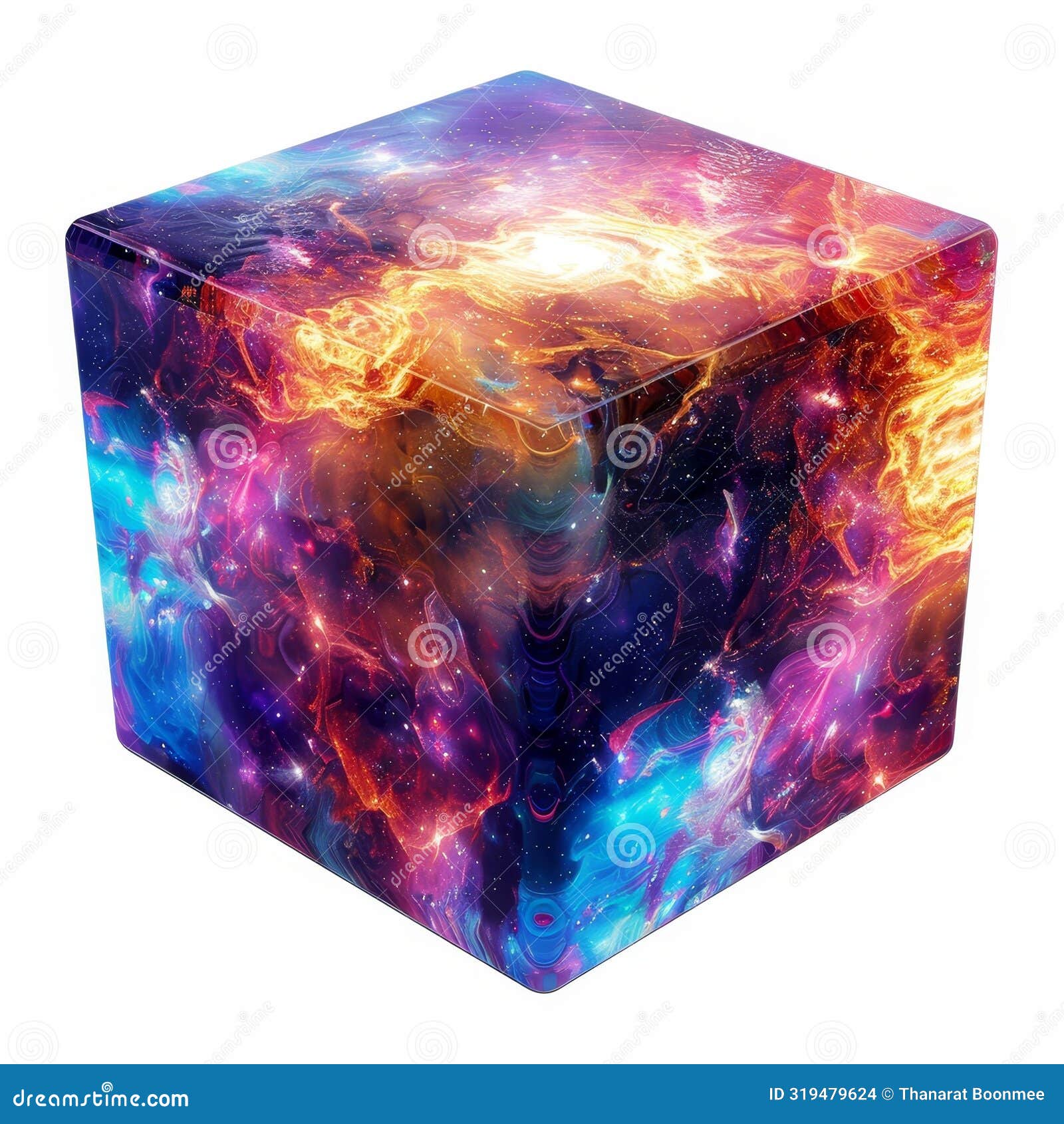 A Stunning Nebula Cube on a Pristine White Backdrop, Ai Generated Stock ...