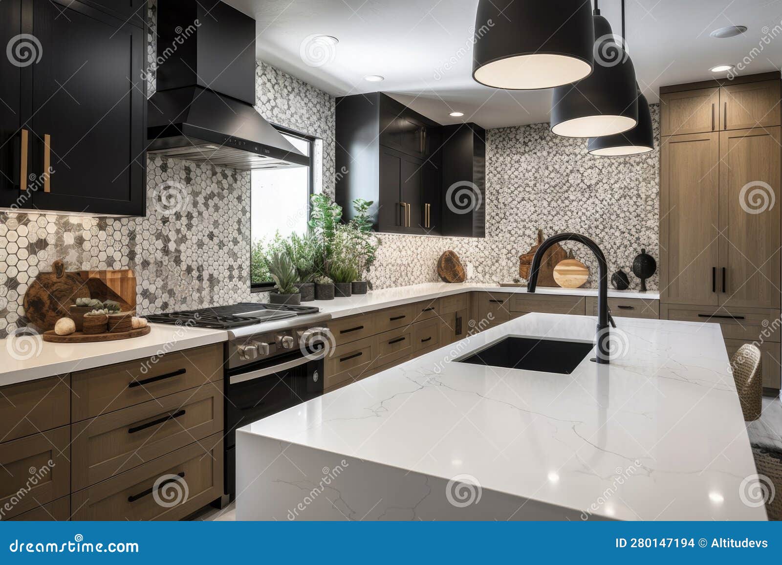 A Stunning New Kitchen with Sleek Countertops, a Statement Backsplash ...