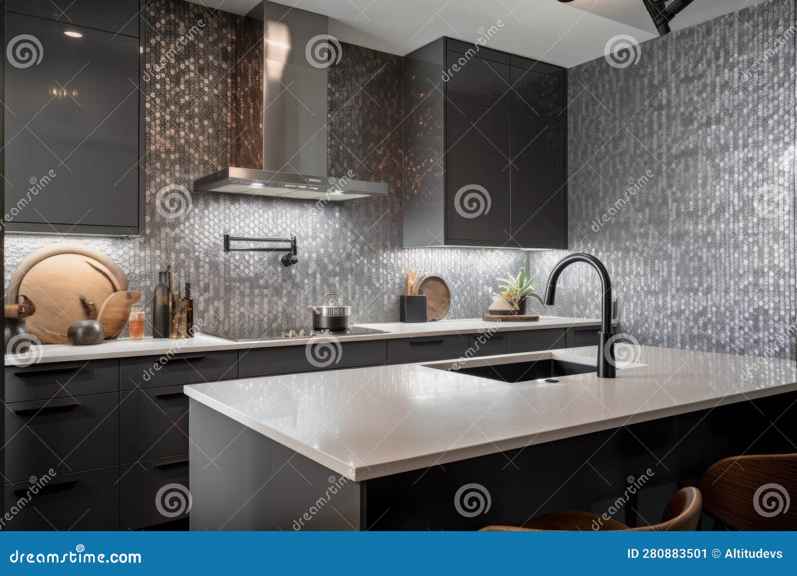 A Stunning New Kitchen with Sleek Countertops, a Statement Backsplash ...