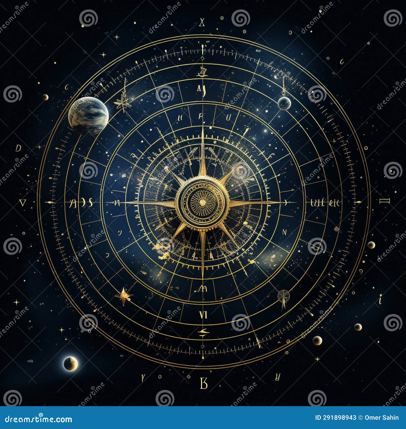 Stunning Night Sky with Celestial Compass for Navigation Stock Image ...