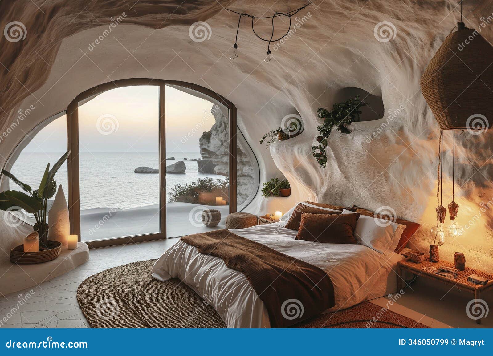 A Stunning Open Cave Bedroom with a Large Window Offering a ...