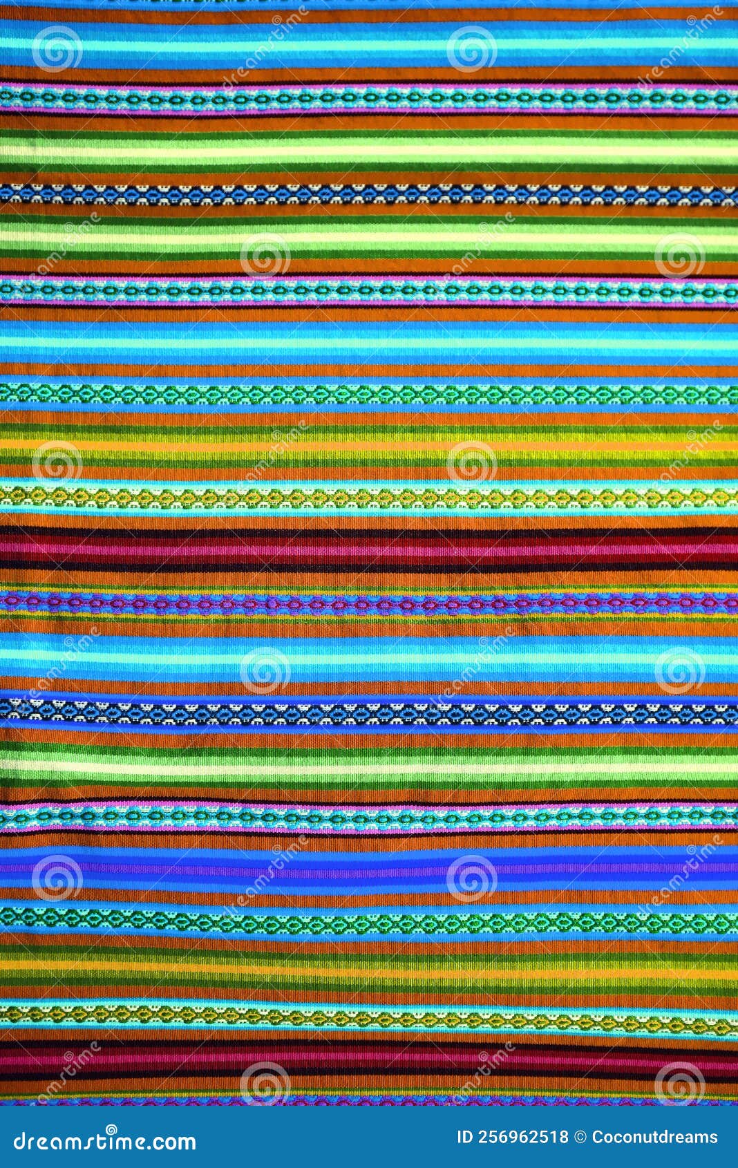 Peruvian Traditional Textile in Blue and Green Tone Horizontal Strips ...