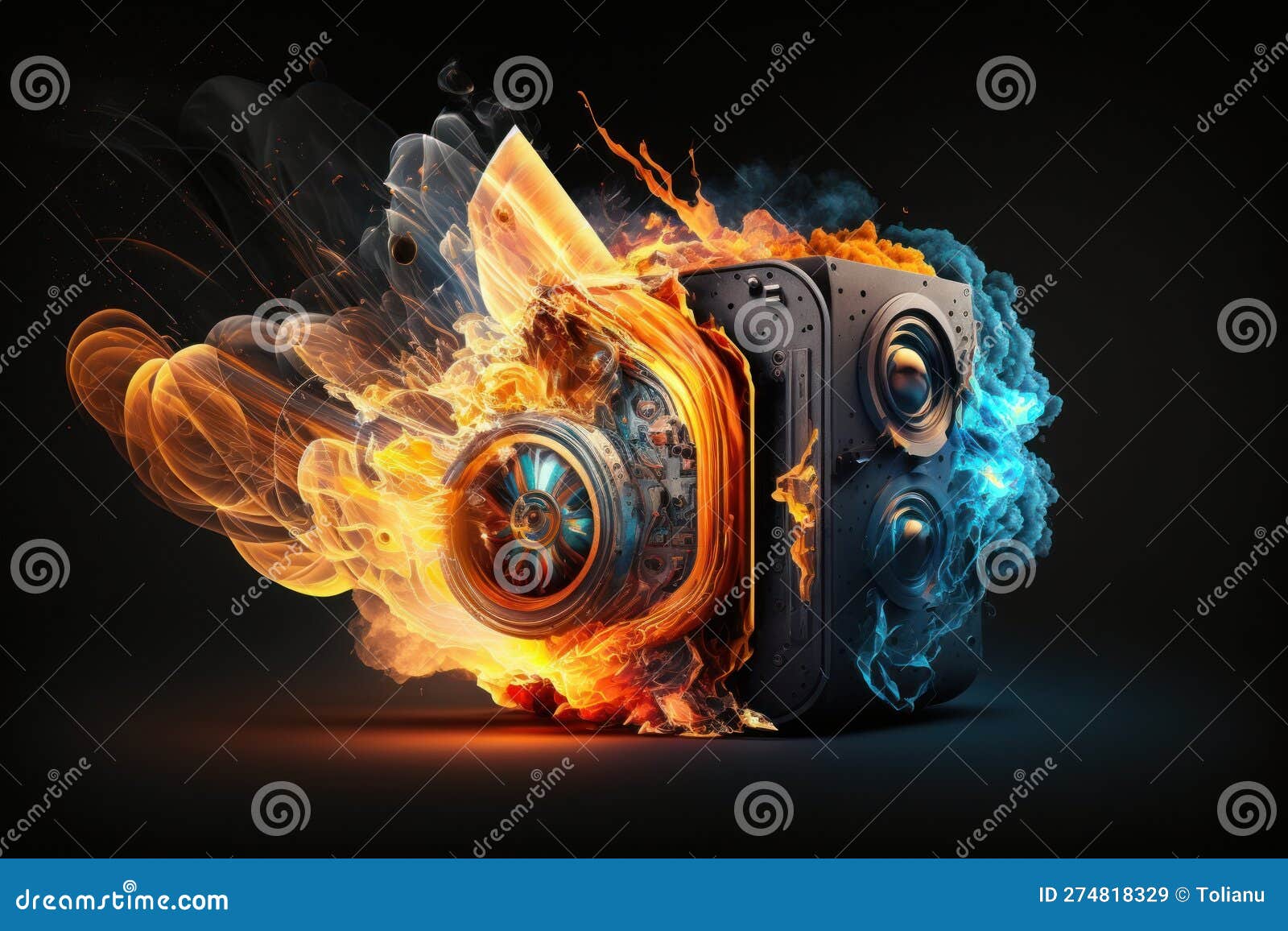 Stunning Photography of Exploding Speakers: a Visual Masterpiece Stock ...
