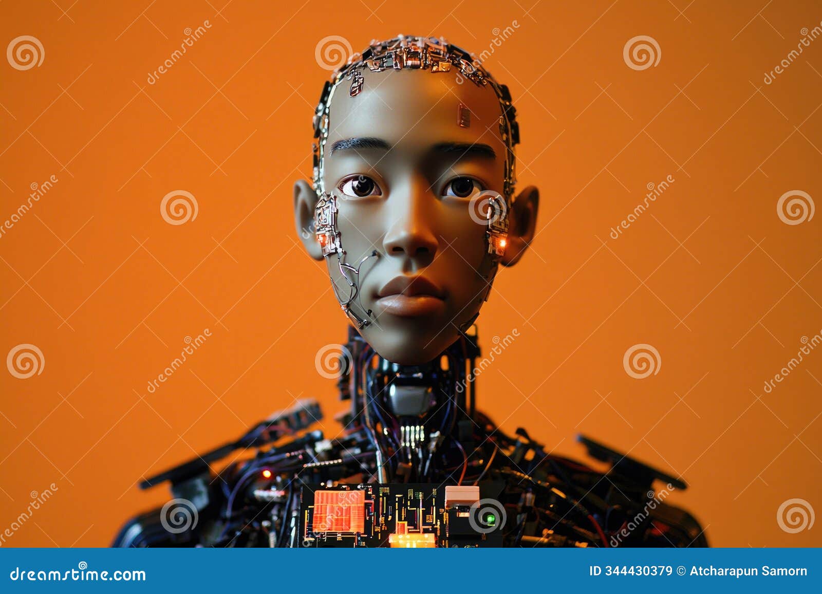 Realistic Humanoid Robot with Circuit Details Showcasing Advanced ...