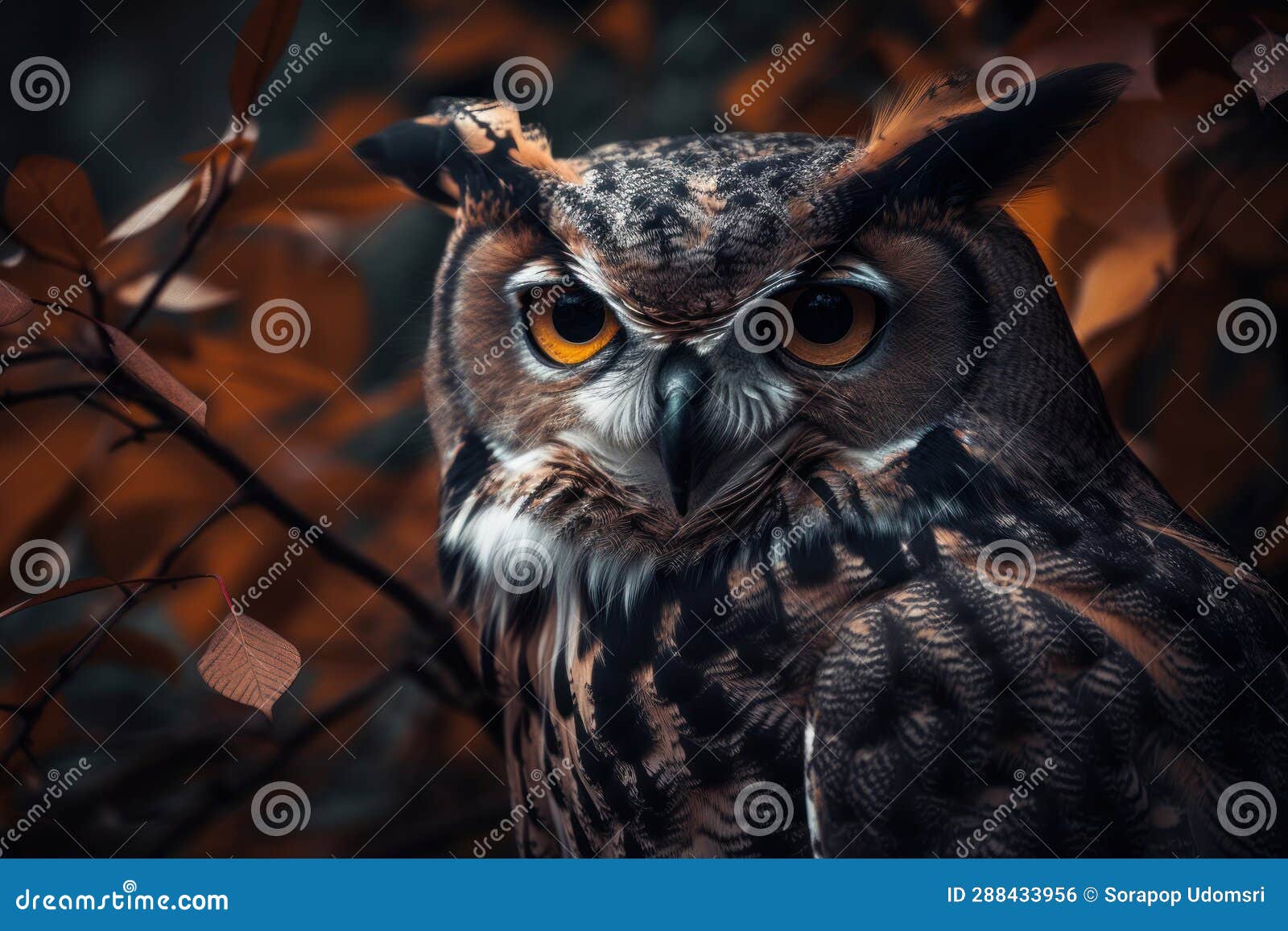 A Stunning Nocturnal Predator, an Owl Perched on the Ground in the ...