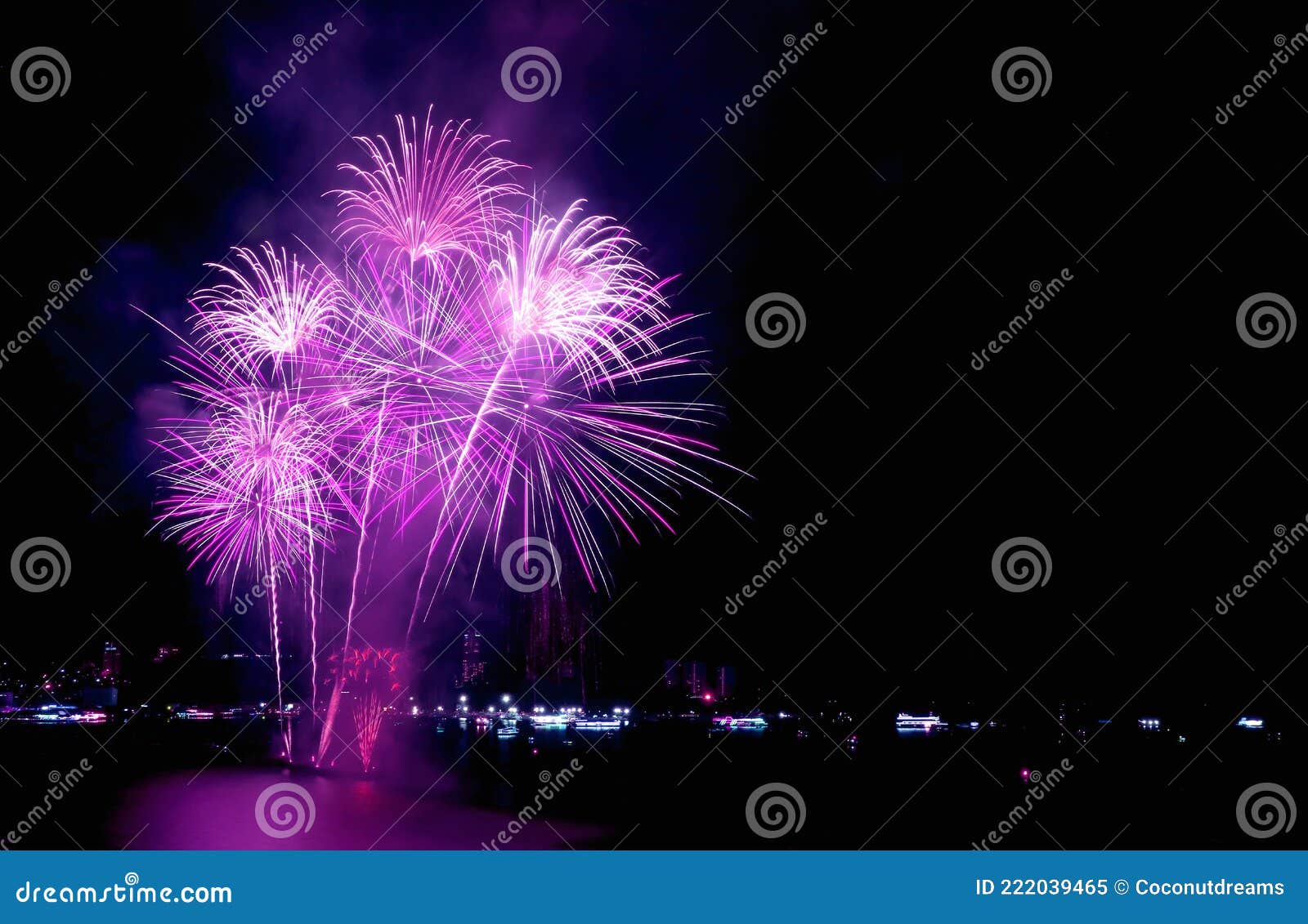 Stunning Purple Pink Fireworks Exploding into the Night Sky Over the ...