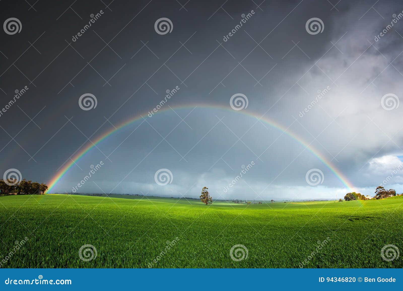 Stunning Rainbow Field stock photo. Image of farm, clouds - 94346820