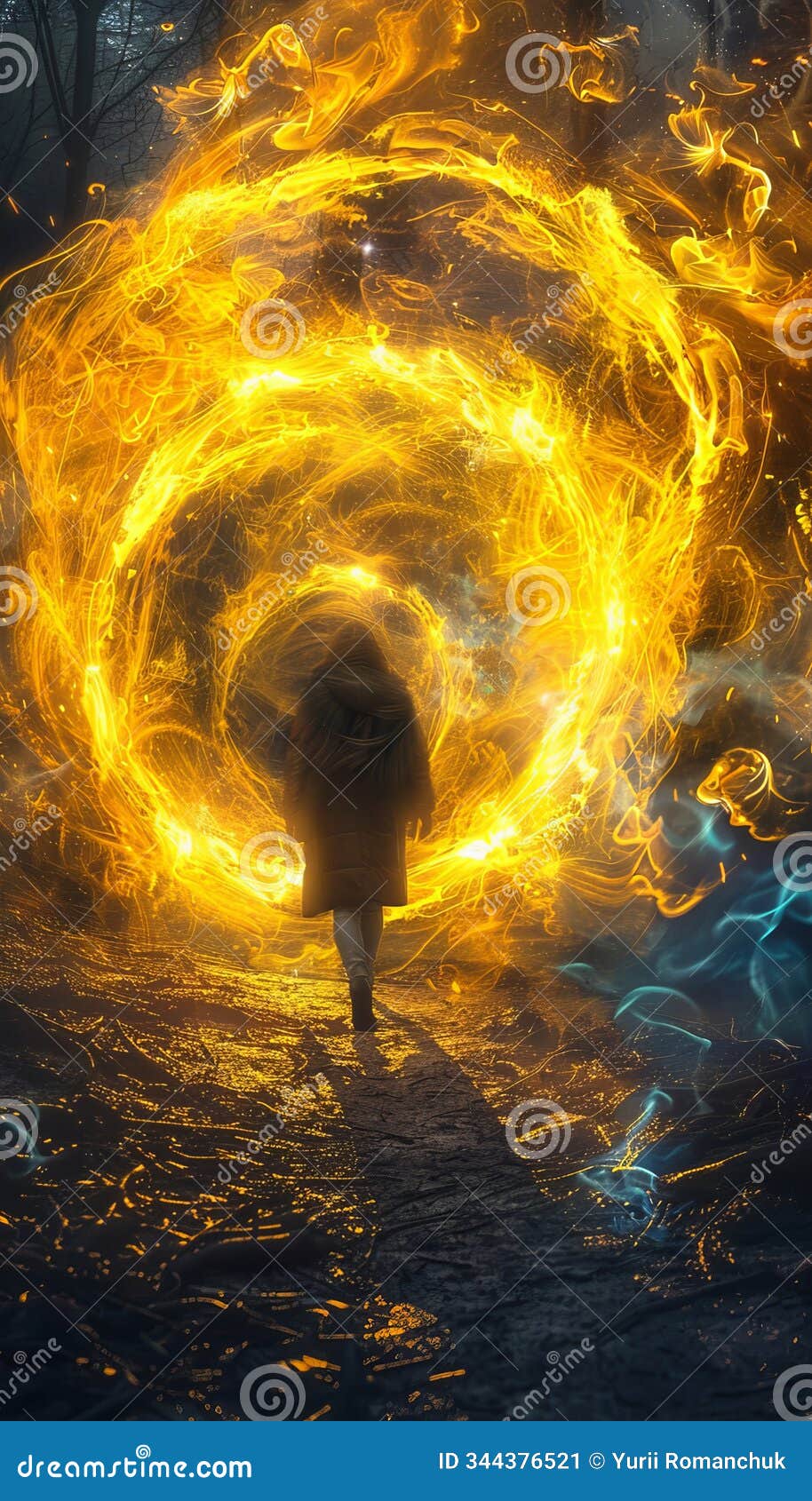 A Stunning Realistic Image of a Figure Approaching a Vibrant Magic ...