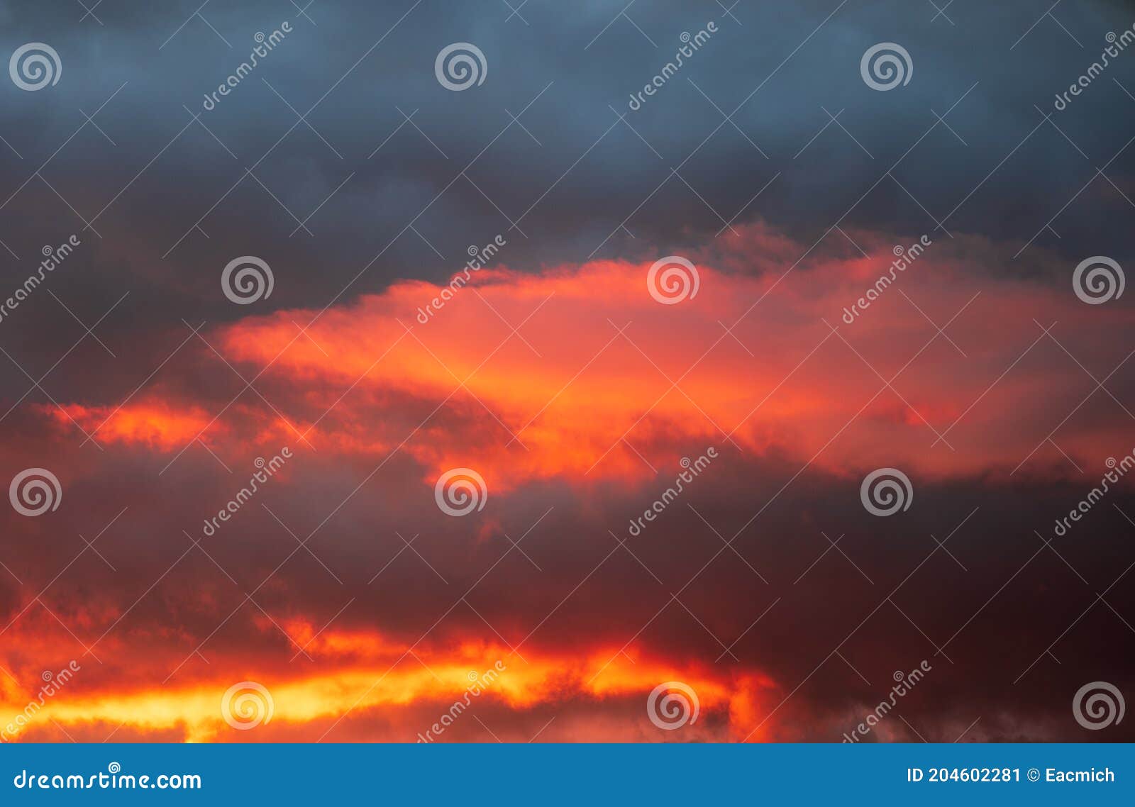 Stunning Red Orange Sunset after December Rainfall Stock Image - Image ...
