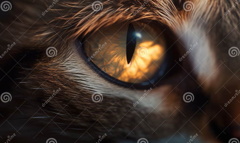 Stunning Reflection in the Eye of Cat in Macro View Creating Using ...