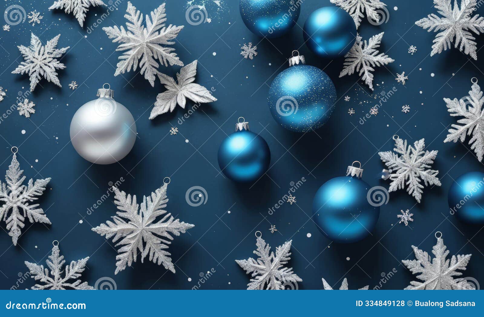 Blue and White Christmas Background with Snowflakes Ornaments Stock ...