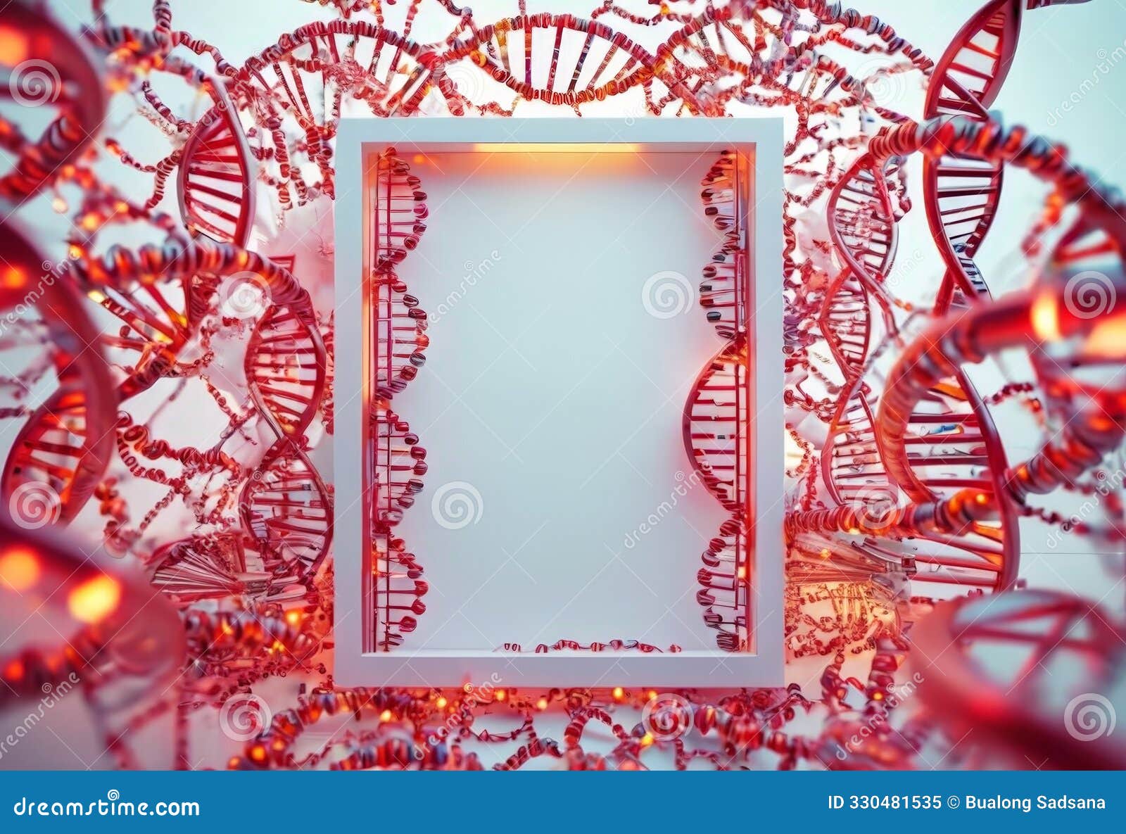 3d Dna Molecule with Blank Paper in the Middle Stock Illustration ...