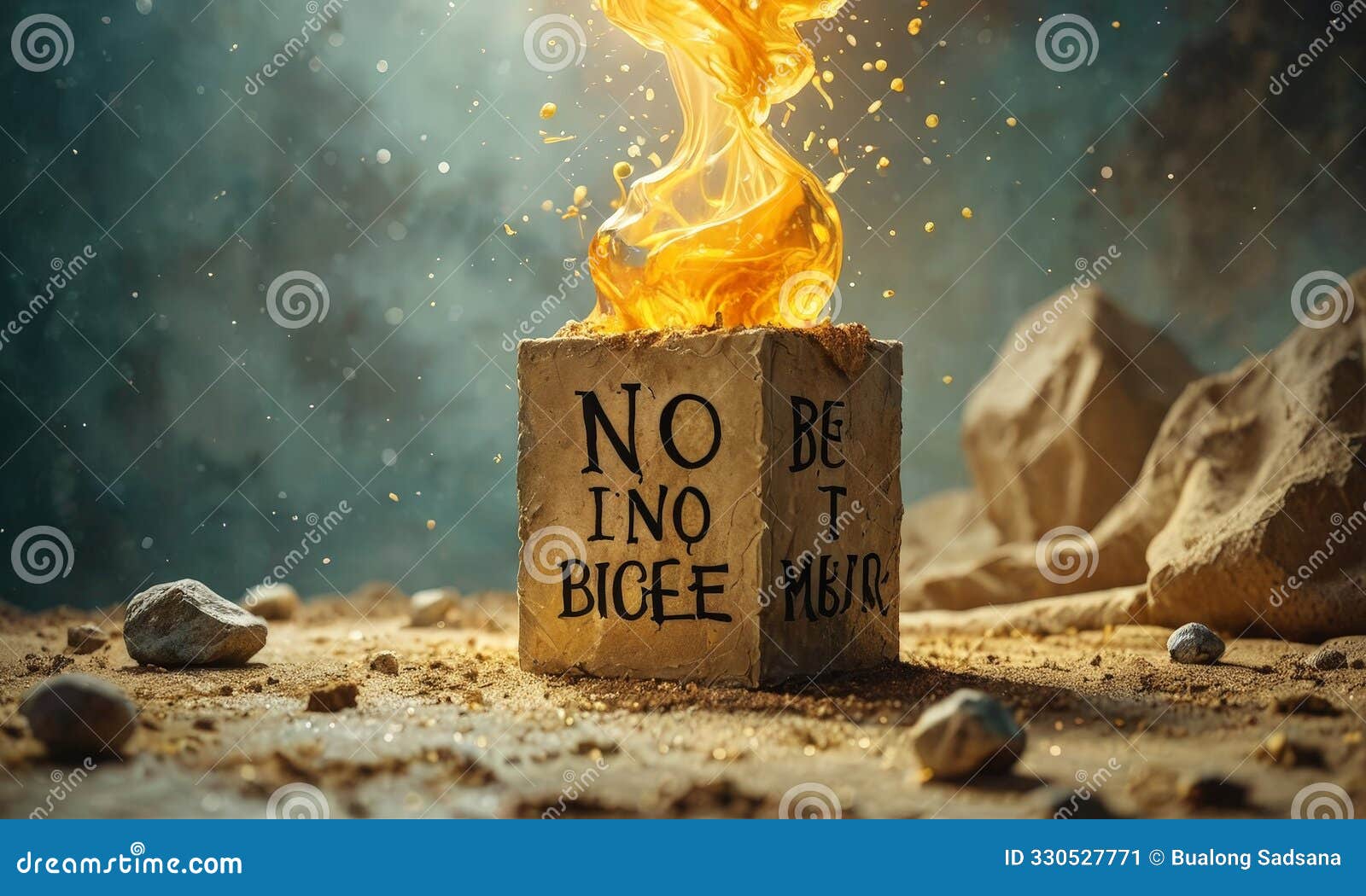 Fire is Burning in Box with No One Stock Illustration - Illustration of ...
