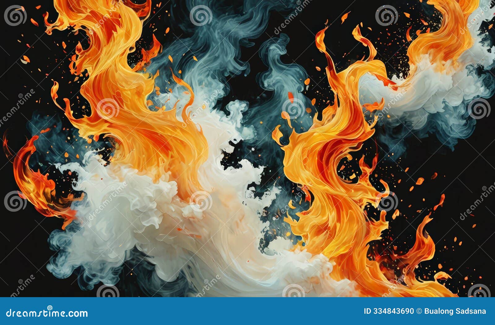 Fire and smoke background stock illustration. Illustration of midtown ...