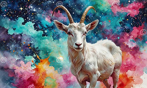 Goat Standing in Front Colorful Background Stock Illustration ...