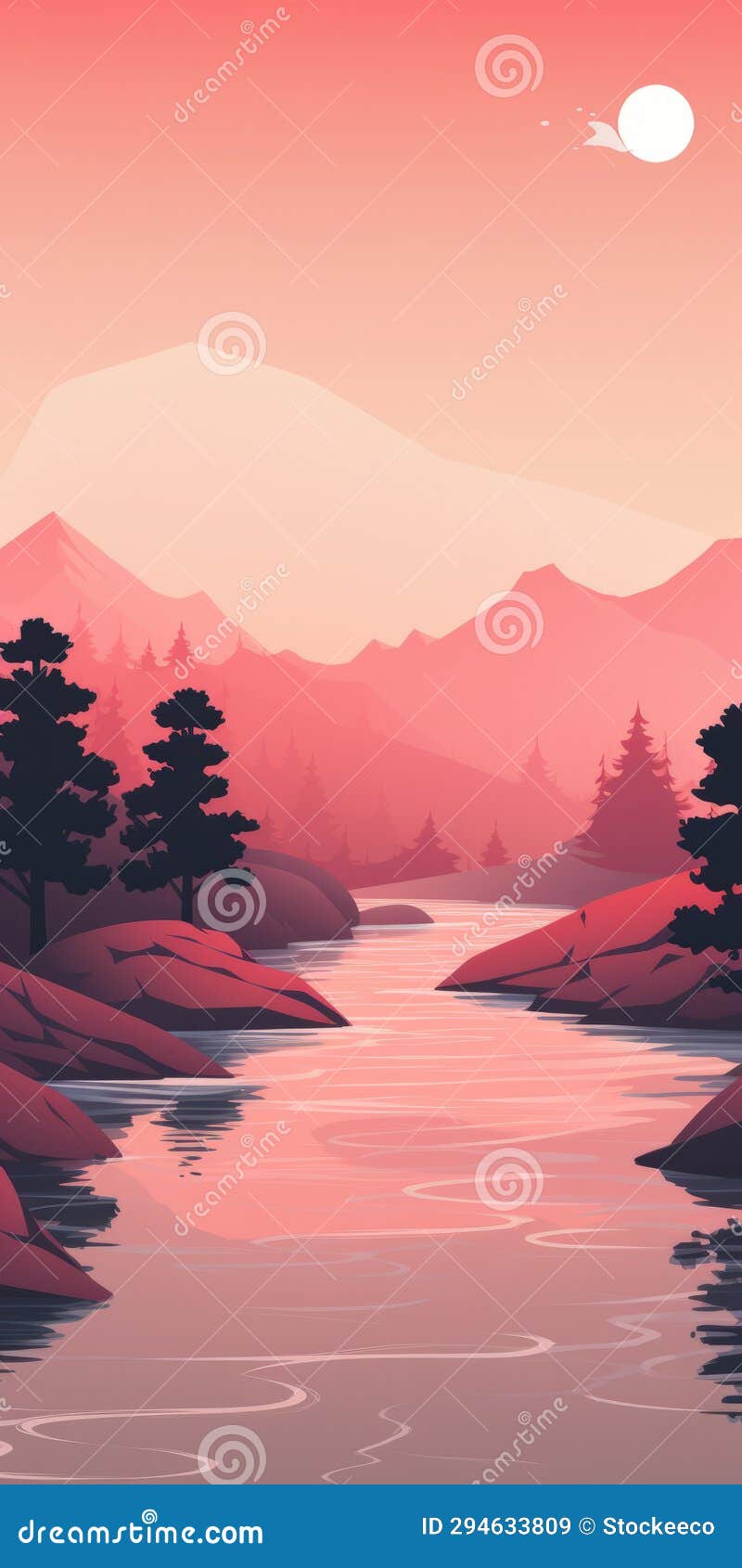 Tranquil Stream: Minimalistic 8k Wallpaper with Scenic Waterfall Stock ...