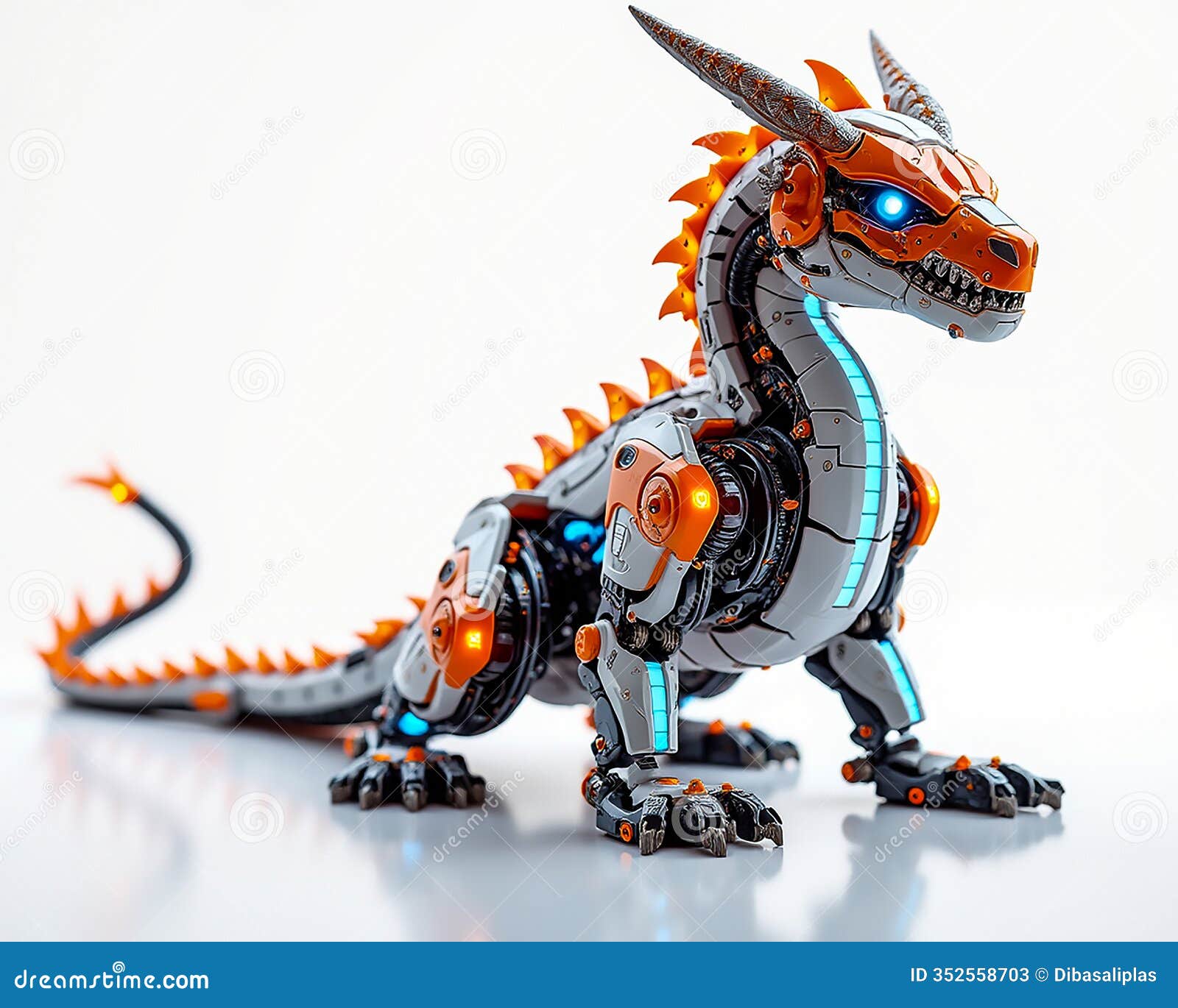 A Stunning Robotic Dragon Model Stands on a White Surface Stock Image ...