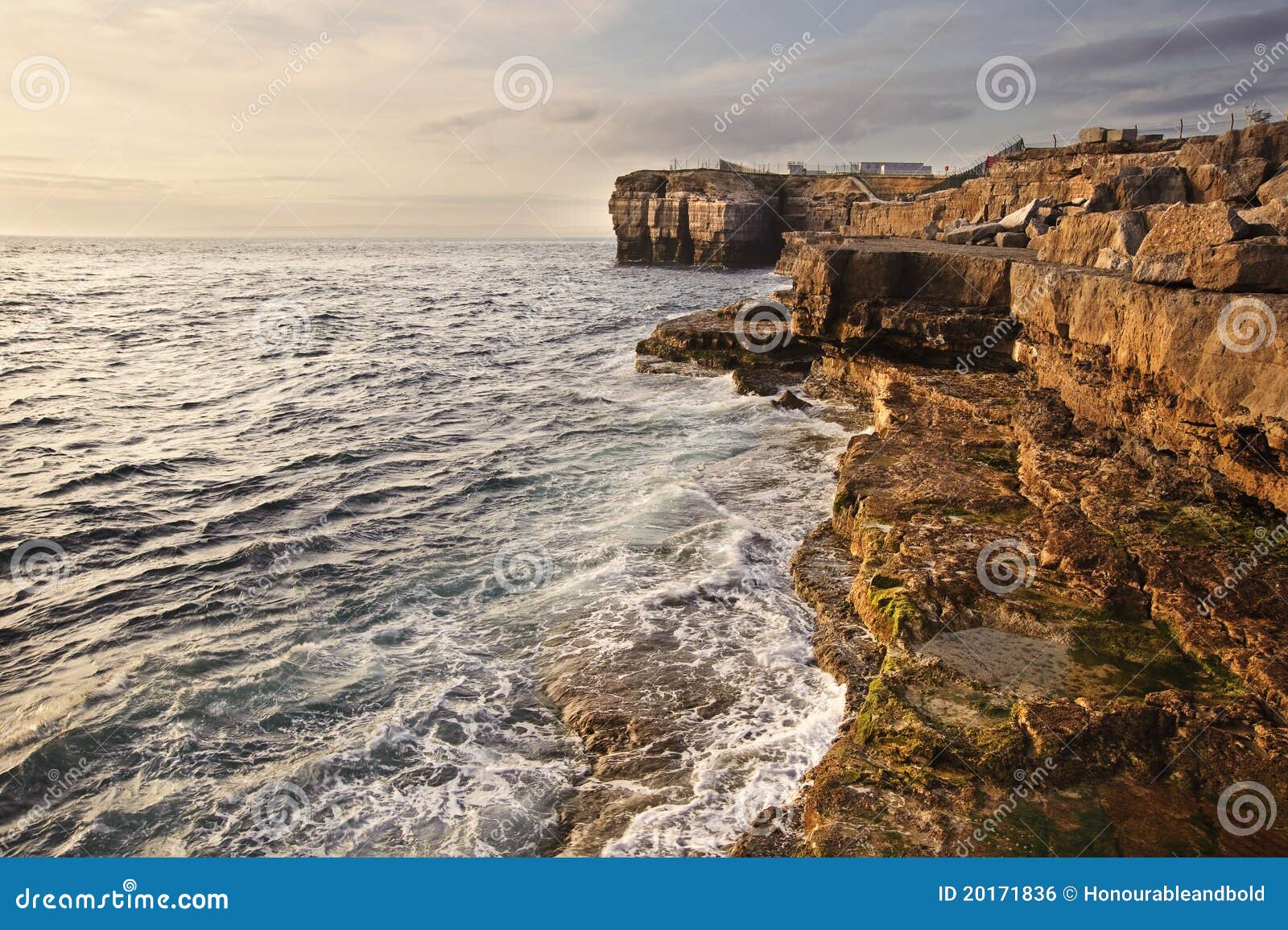 Stunning Rock Cliff Formations with Waves Crashing Stock Photo - Image ...