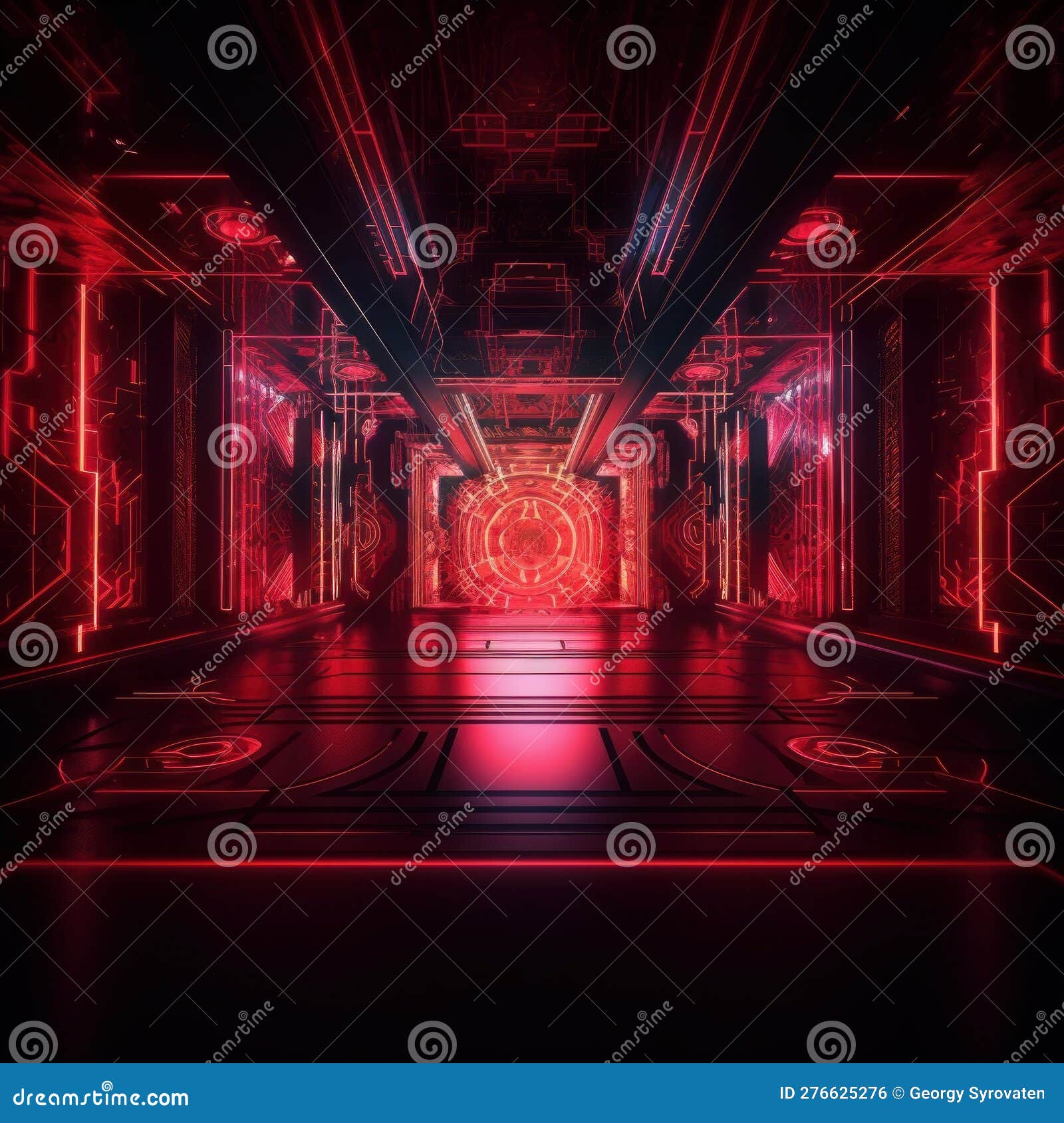 Stunning Ruby Red Interior with Glowing Neon Lights and Intricate ...