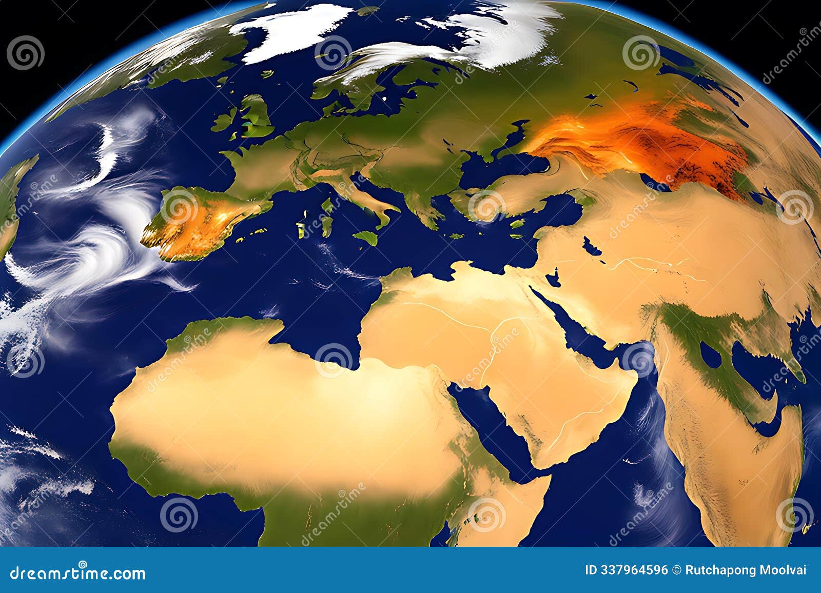 Stunning Satellite Image of the Middle East and Europe Stock ...