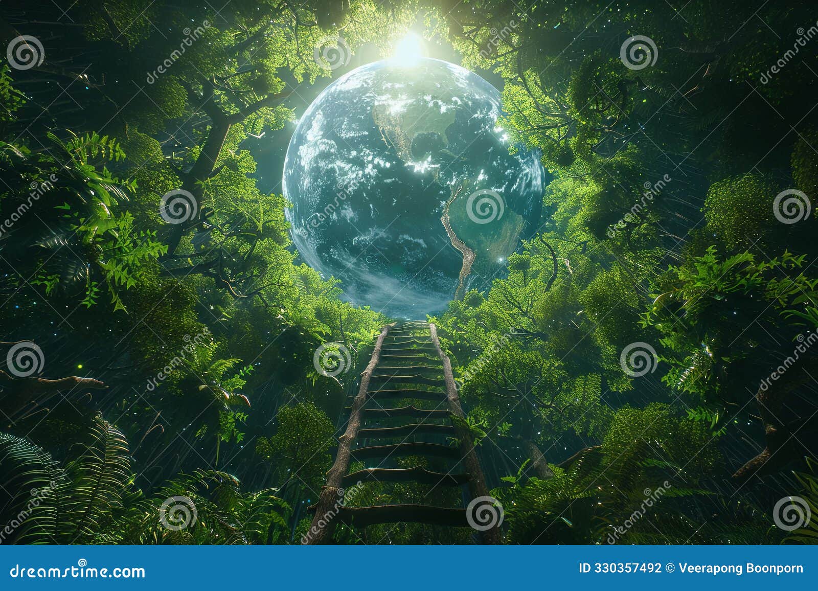 Stunning Scene of Earth Ascending Beyond the Stretching Forest Horizon ...