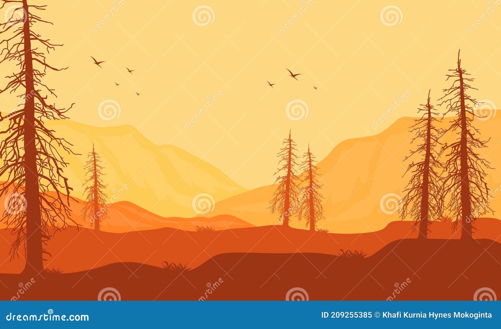 Stunning Scenery on Afternoon at Twillight. Vector Illustration Stock ...
