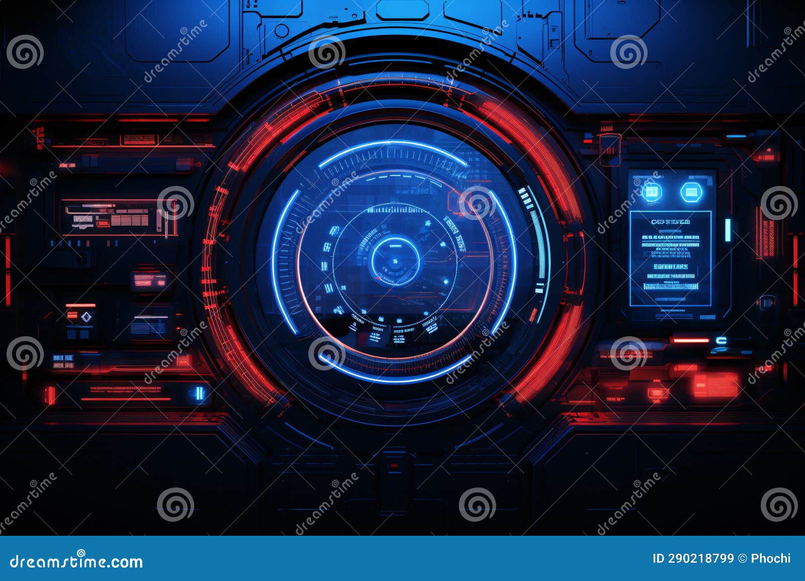Sci-fi High-tech HUD Display Features a Glowing Red and Blue Interface ...