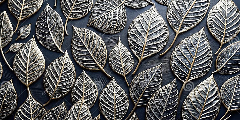 Stunning Silver Leaf Pattern on Dark Gray Architectural Texture a ...