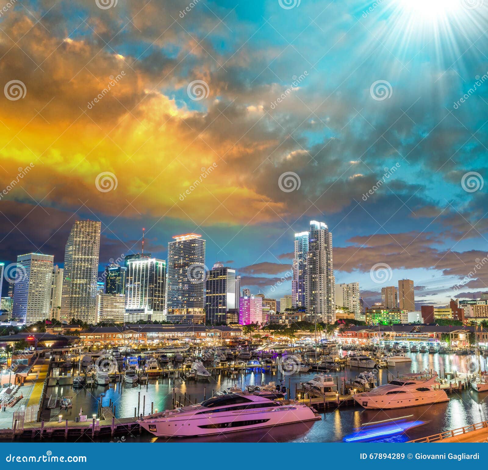 Stunning Skyline of Miami, Florida Stock Image - Image of panorama ...