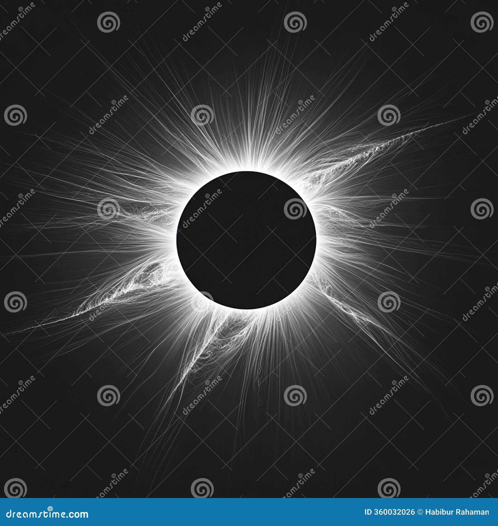 Stunning Solar Eclipse Abstract Black White Rays Energy Light Sun Art ...