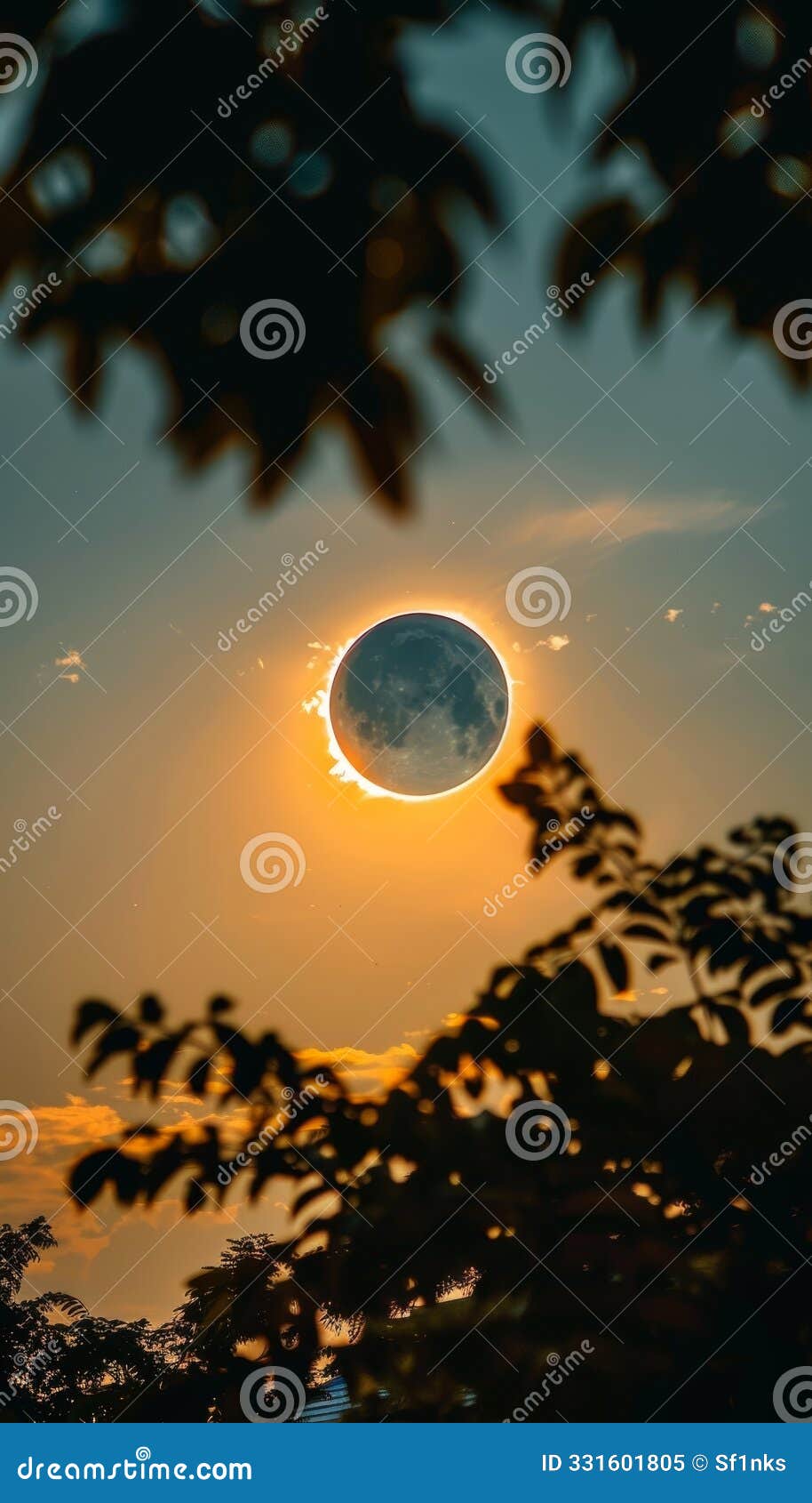 Stunning Solar Eclipse with Luminous Corona Visible through Tree ...